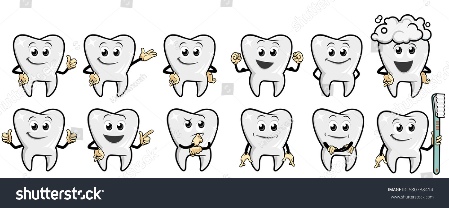Funny Tooth Characters Stock Vector (Royalty Free) 680788414