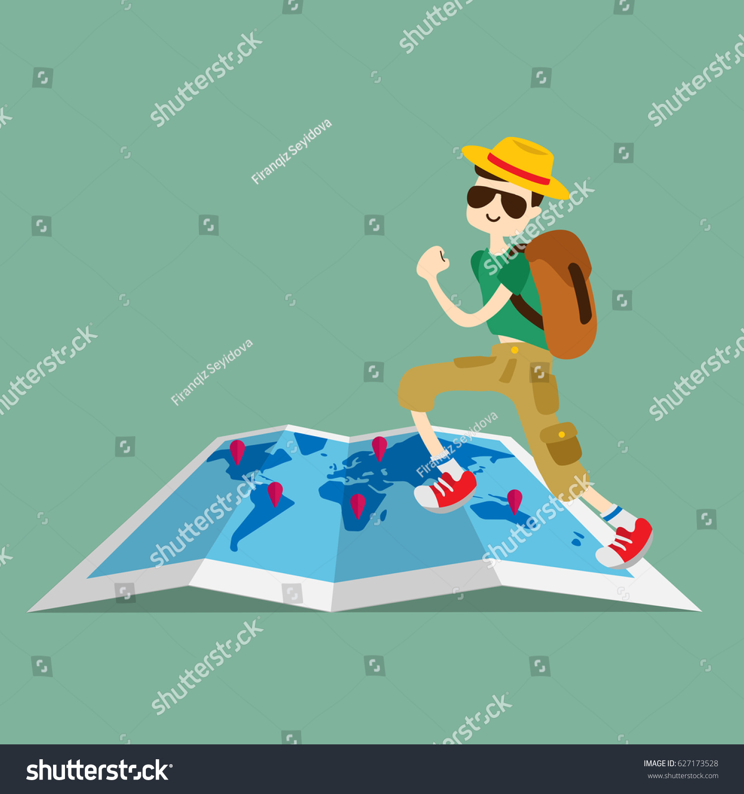 Funny Tourist Map Stock Vector (Royalty Free) 627173528