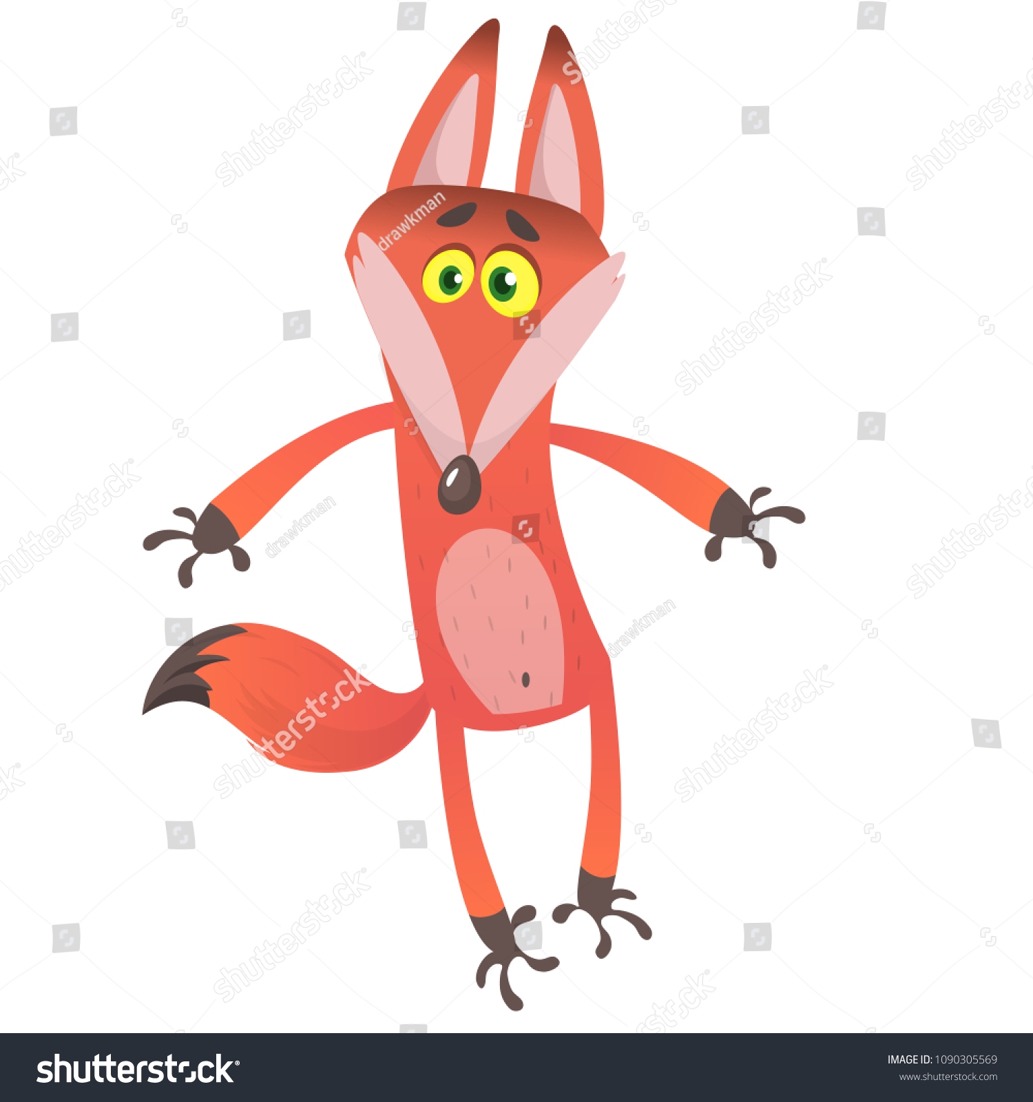Funny Tricky Fox Cartoon Vector Illustration: เวกเตอร์สต็อก (ปลอดค่าลิขสิทธิ์) 1090305569 ...