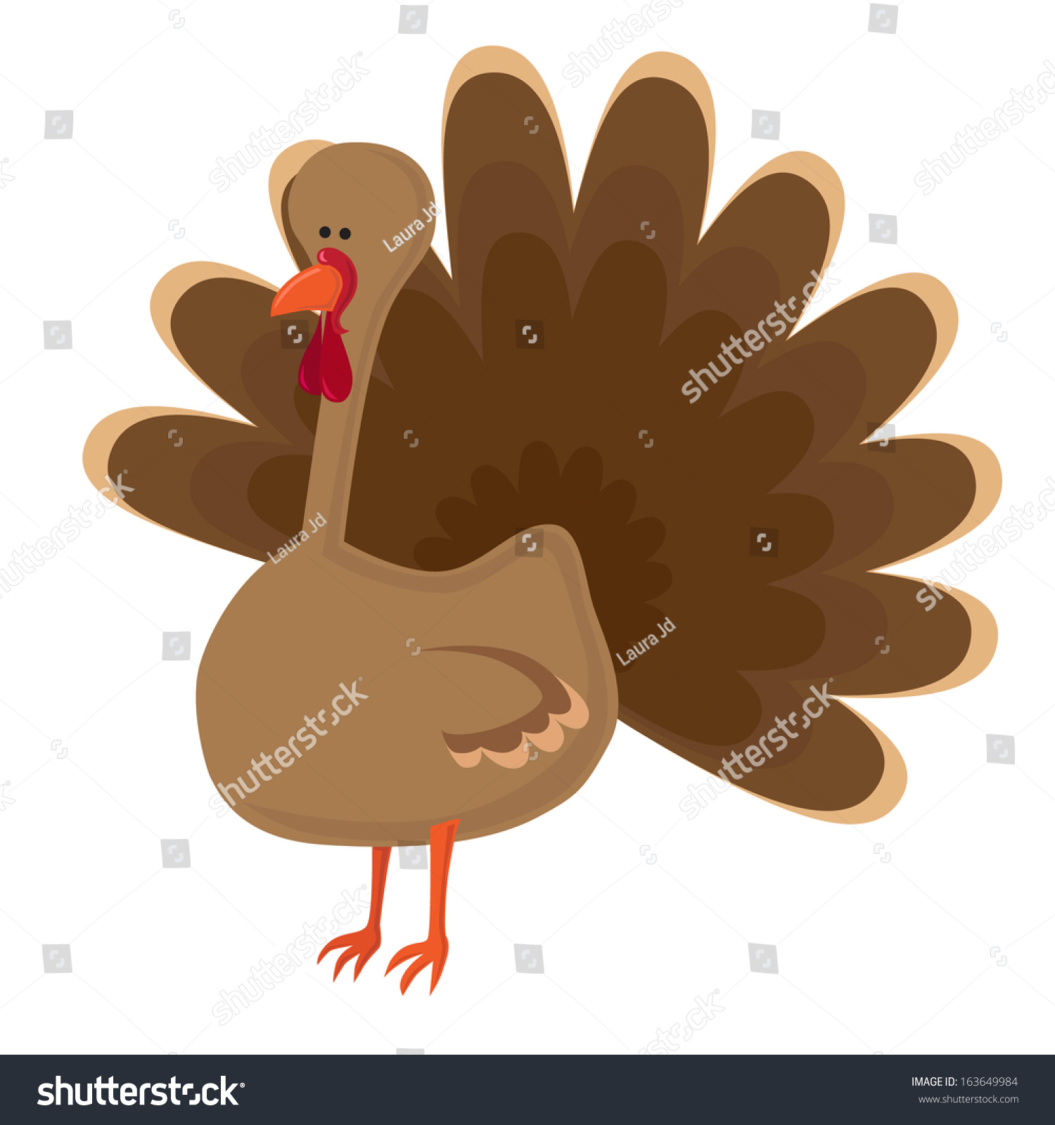 Funny Turkey Cartoon Stock Vector (Royalty Free) 163649984