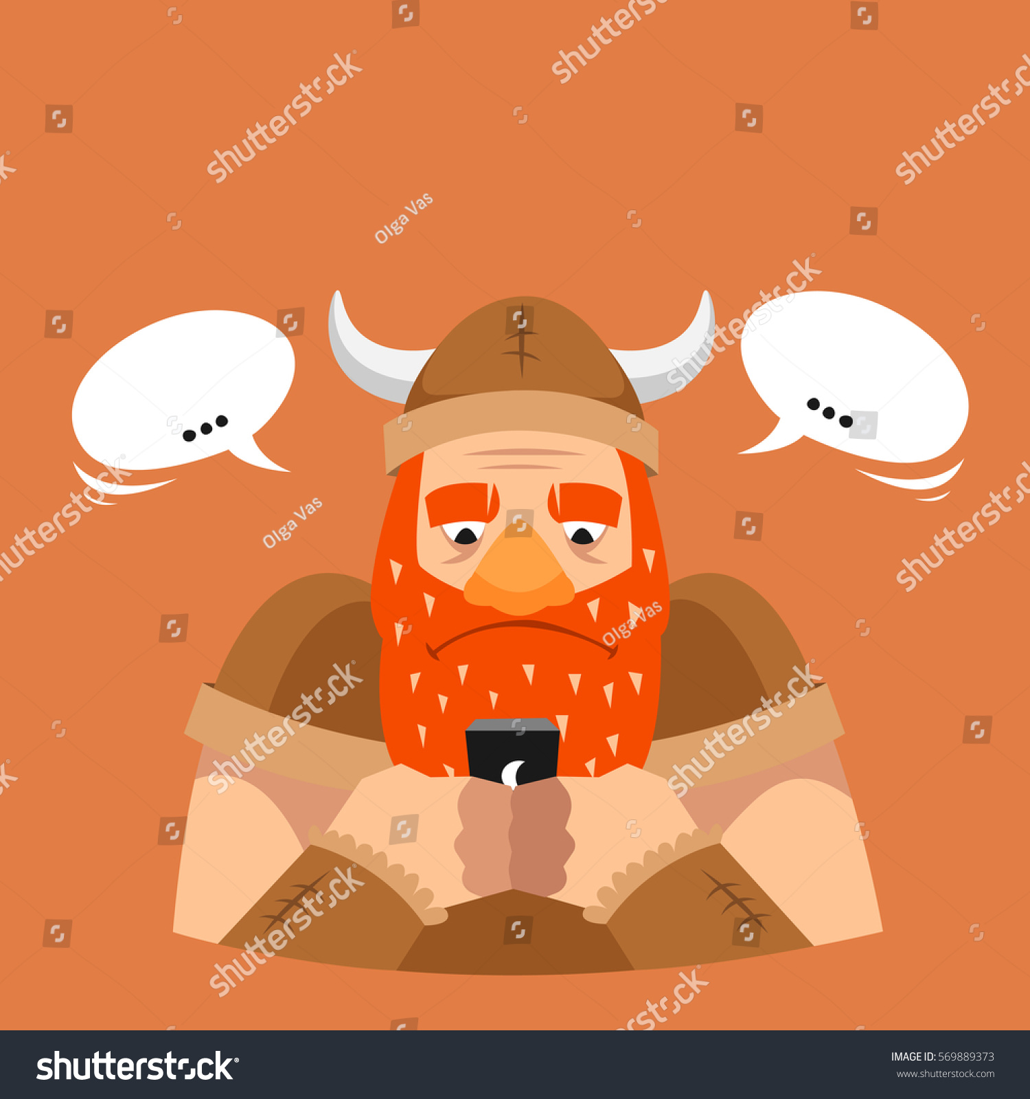 Funny Vector Illustration Viking Texting Stock Vector (Royalty Free ...