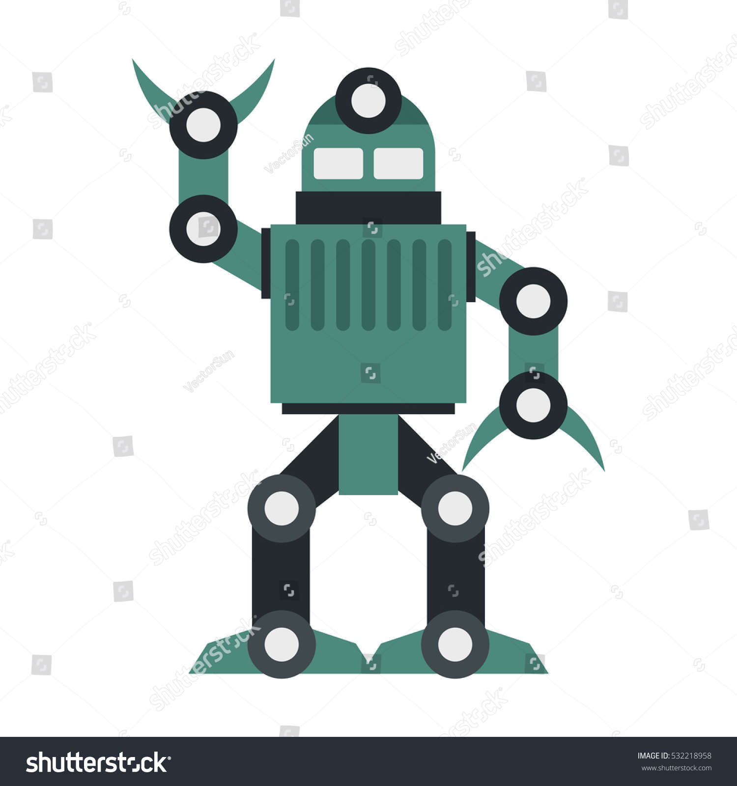 Funny Vector Robot Flat Style Isolated Stock Vector (Royalty Free ...