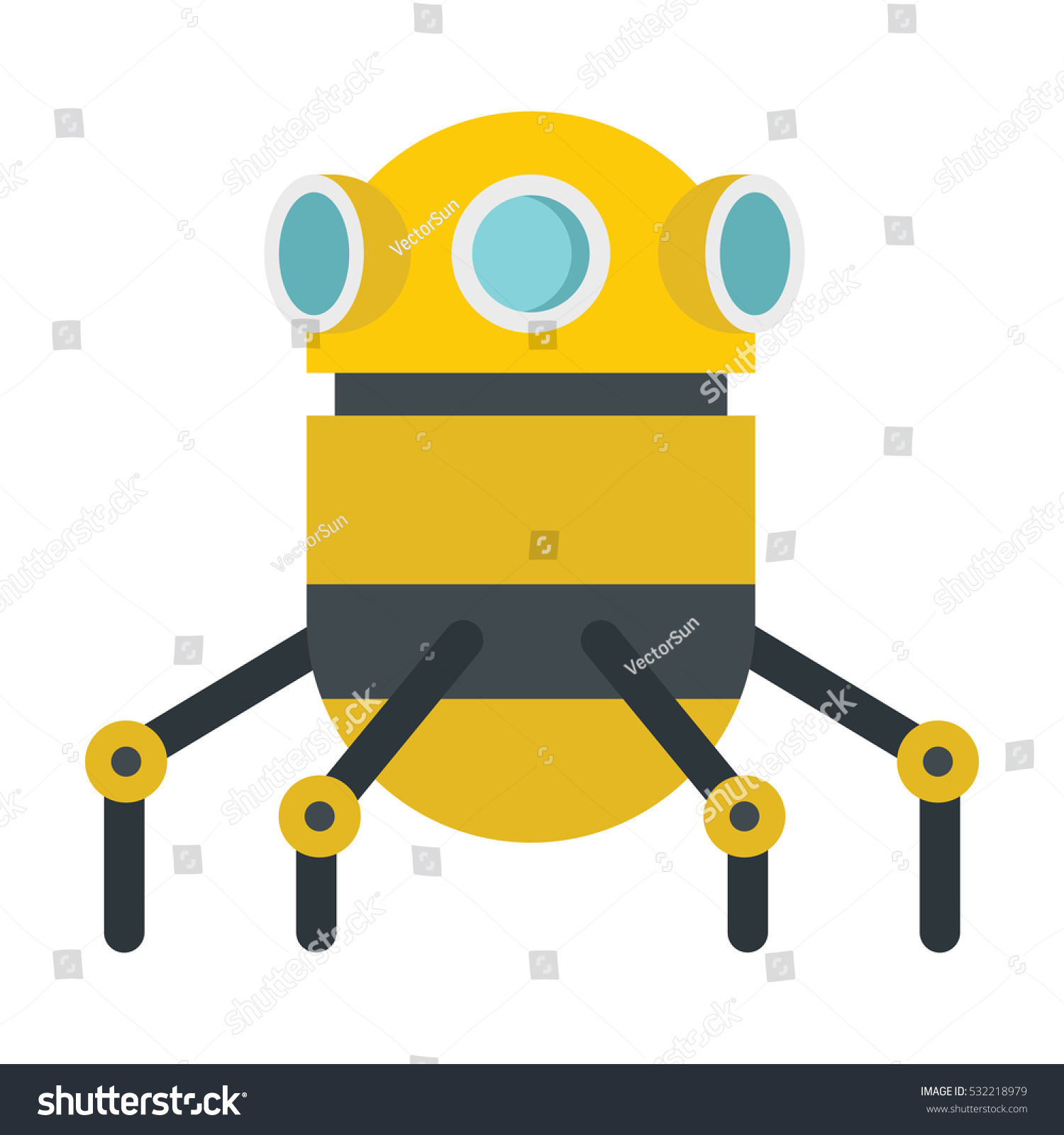 Funny Vector Robot Flat Style Isolated: vector de stock (libre de ...