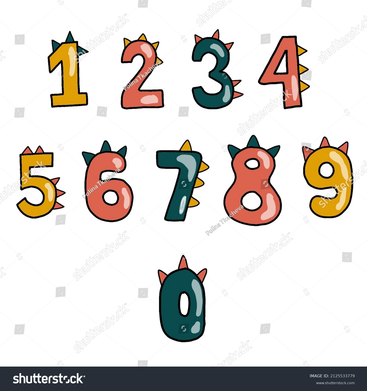 Funny Vector Set Dino Numbers Stock Vector (Royalty Free) 2125533779 ...