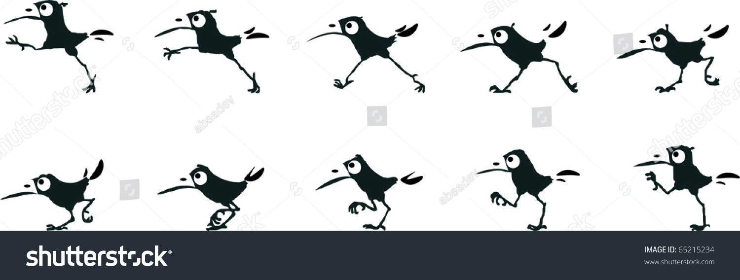 Vektor Stok Funny Walking Bird Animation Sprite Sheet (Tanpa Royalti ...