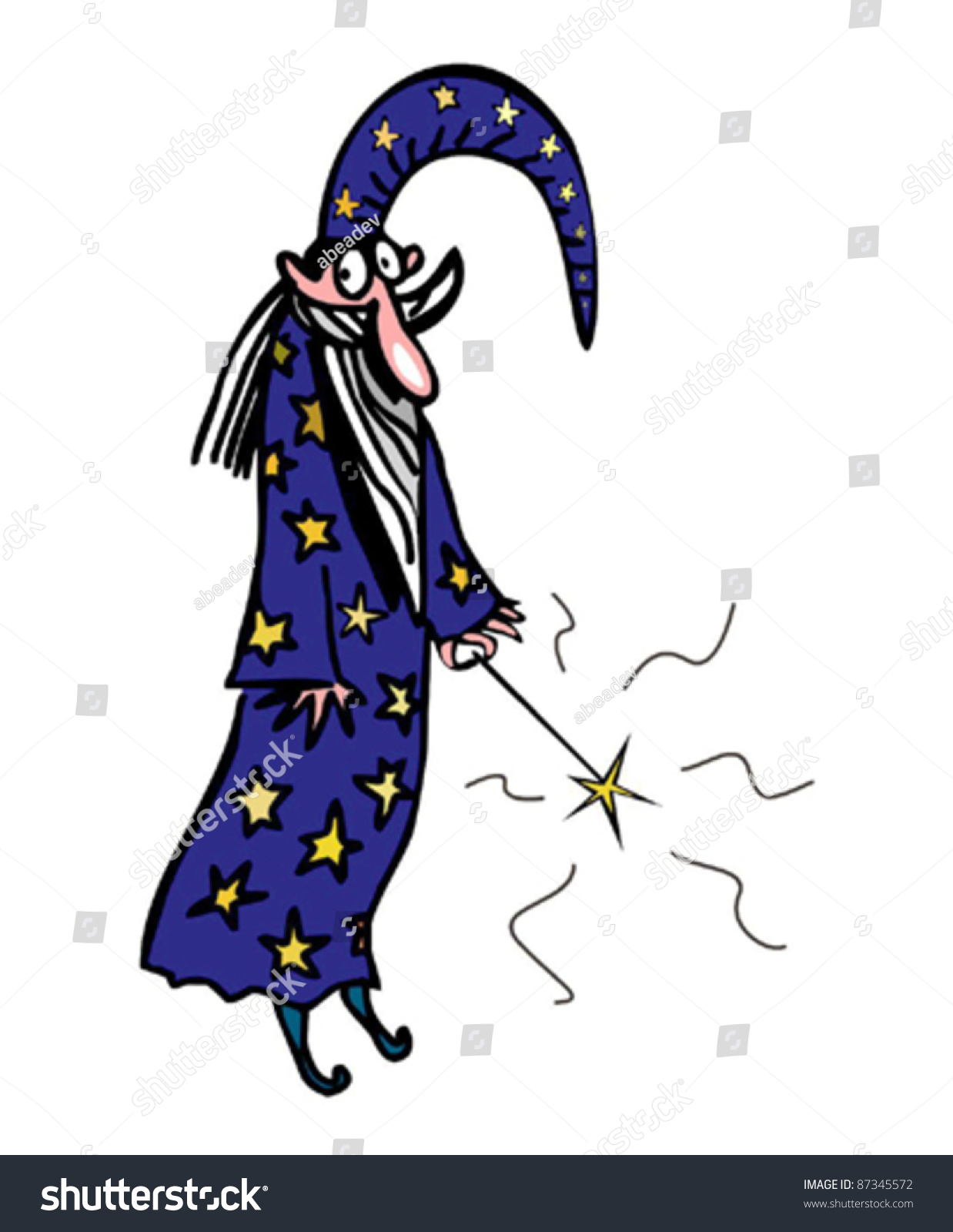 Funny Wizard Magic Wand Stock Vector (Royalty Free) 87345572