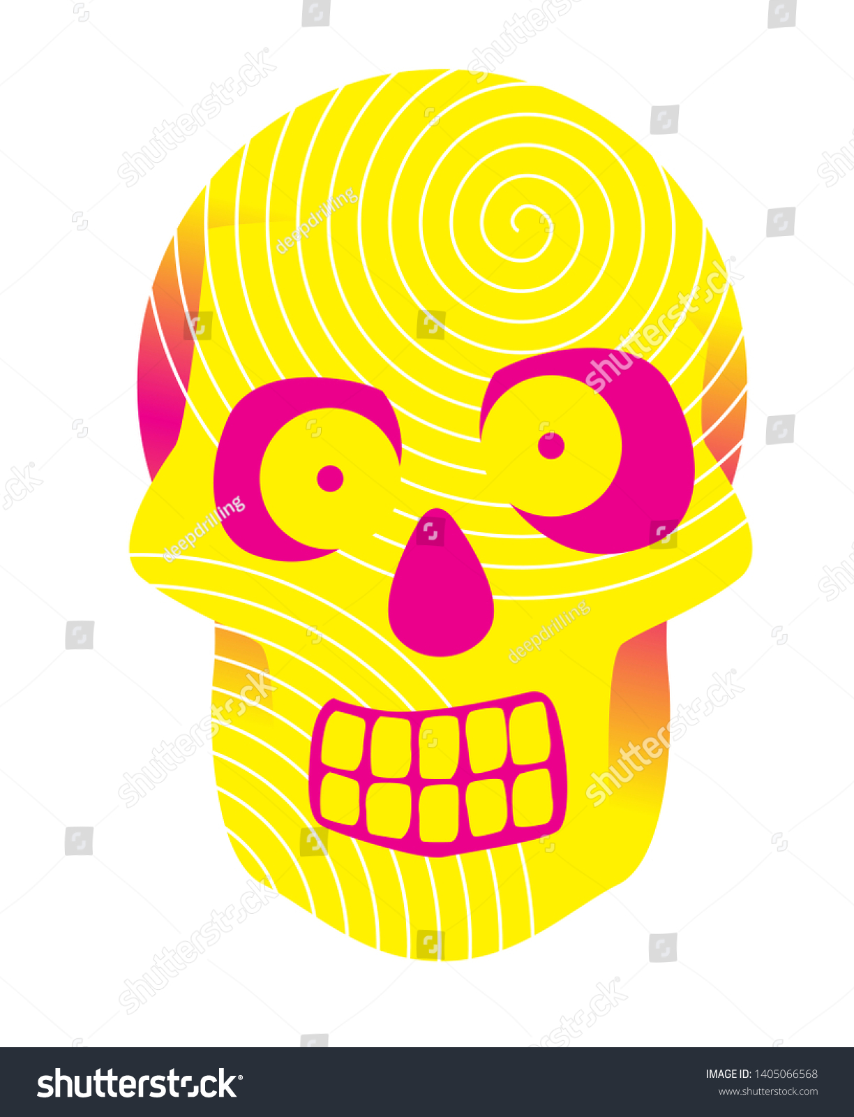 Funny Yellow Scull Vector Drawing Illustrations: vector de stock (libre ...