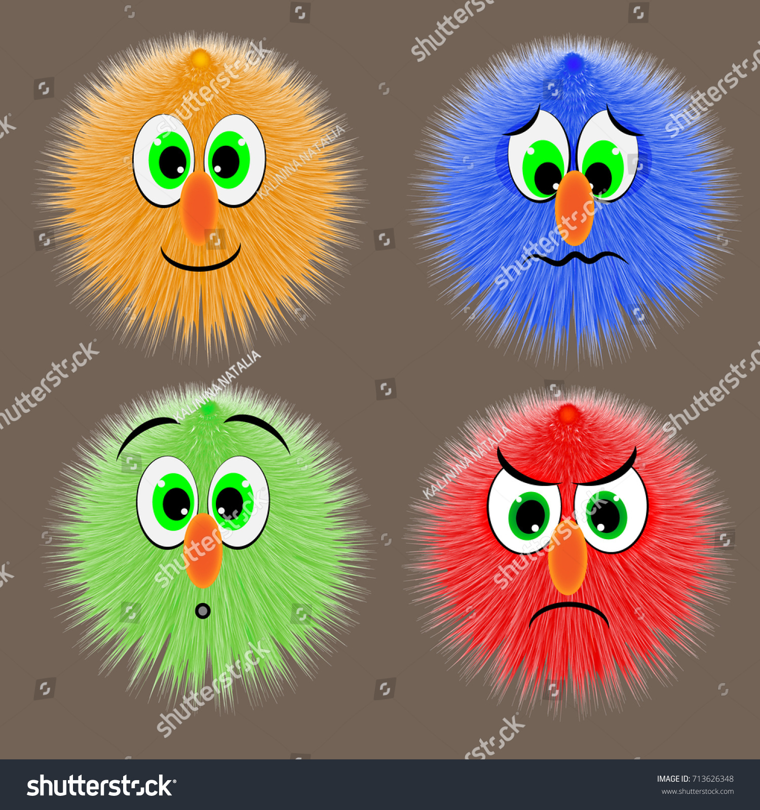 Furry Emoticons Stock Vector (Royalty Free) 713626348