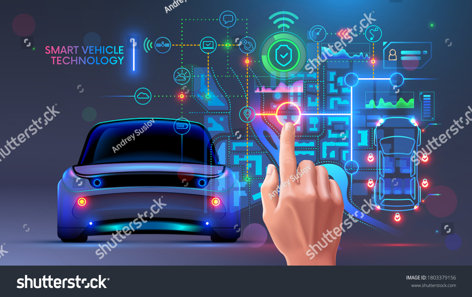 Future Automotive Smart Vehicles Intelligent System Stock Vector ...