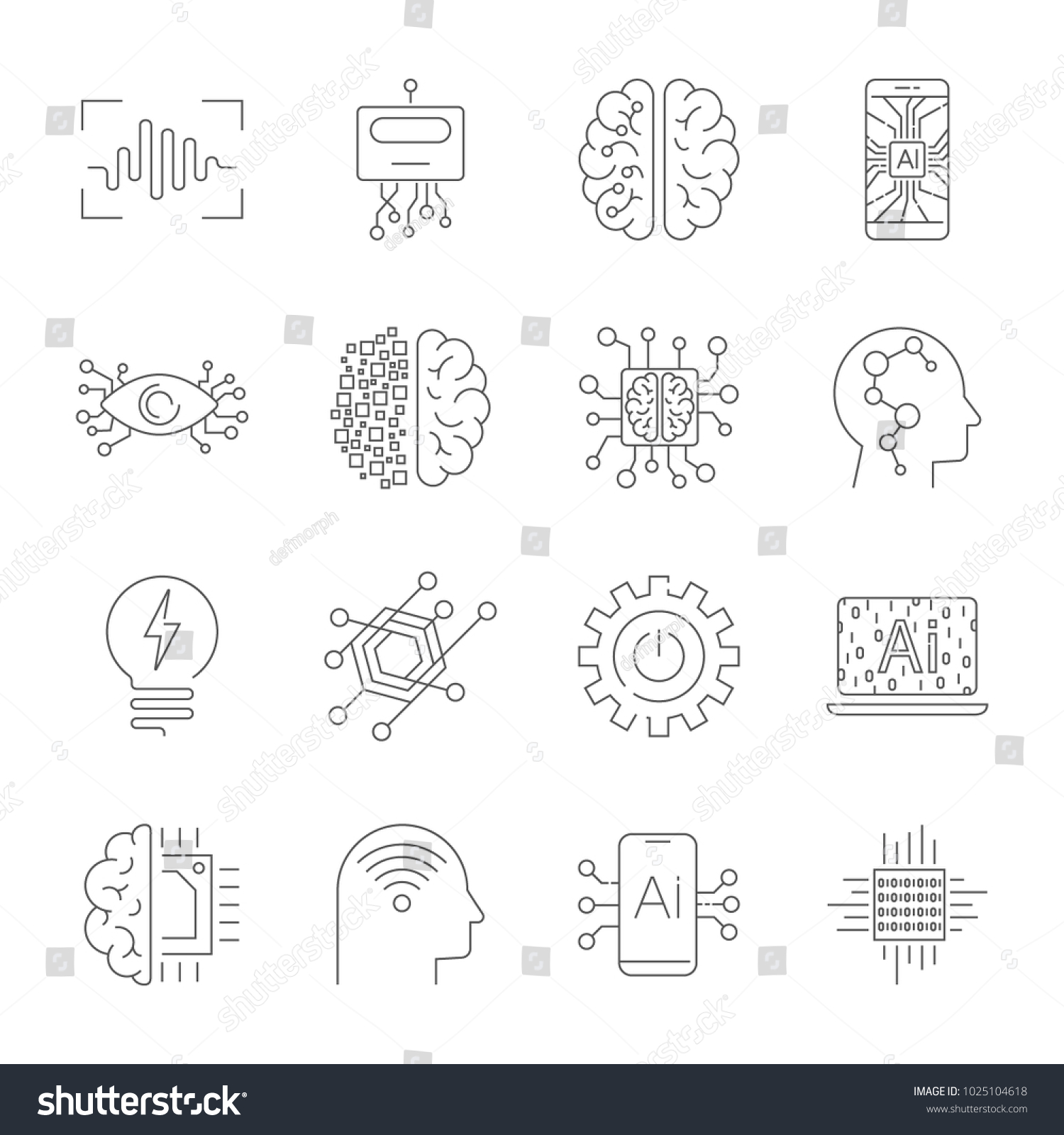 Future Technologies Icons Ai Quantum Computing Stock Vector (Royalty ...