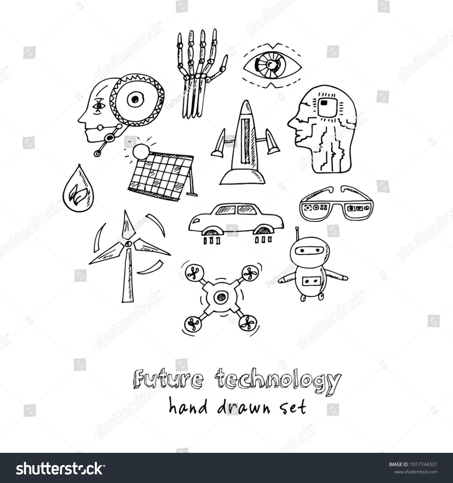 Future Technology Hand Drawn Doodle Set Stock Vector (Royalty Free ...