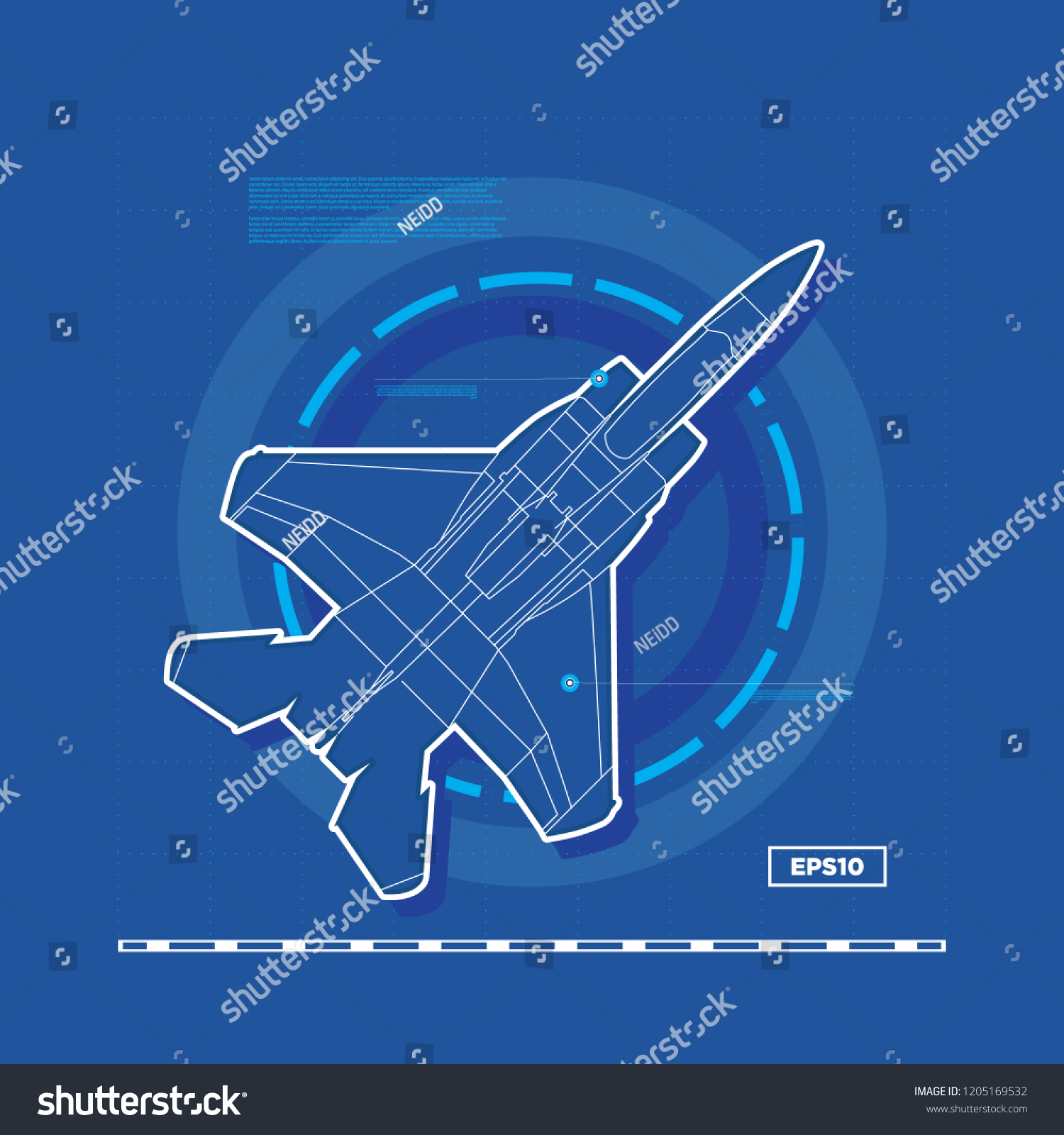 Future War Plane Blueprint Stock Vector (Royalty Free) 1205169532