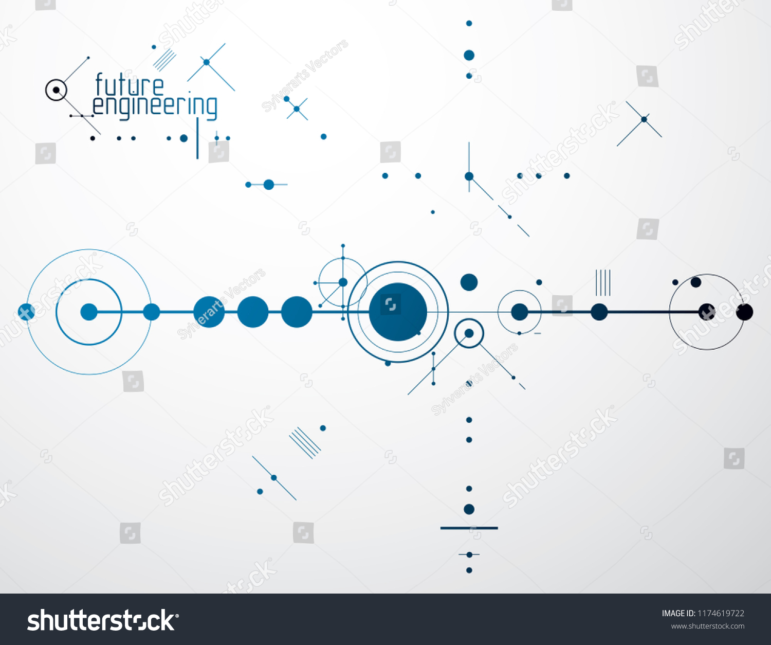 Futuristic Abstract Vector Technology Background Mechanical Stock ...