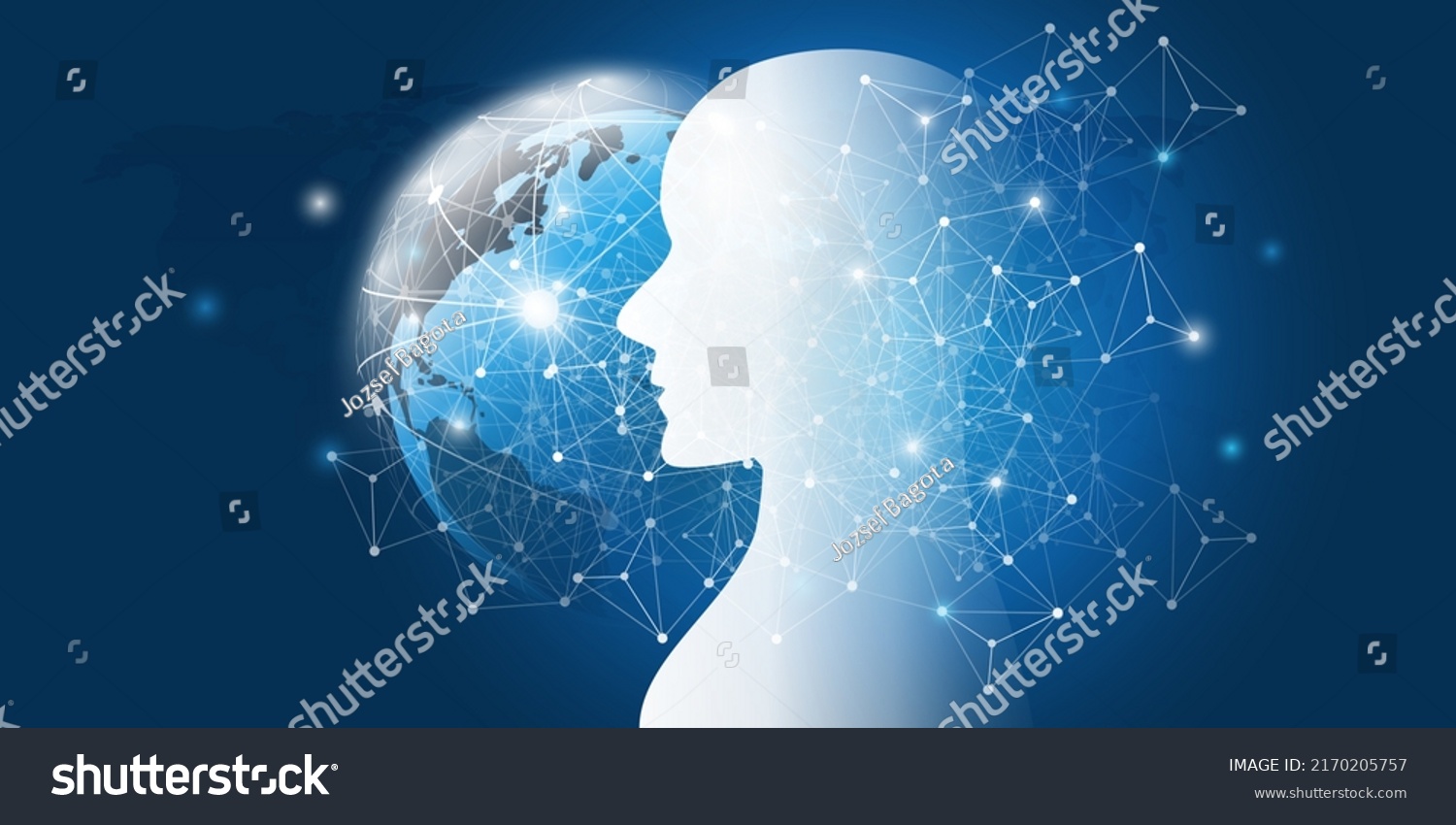Futuristic Blue Machine Learning Artificial Intelligence Stock Vector ...