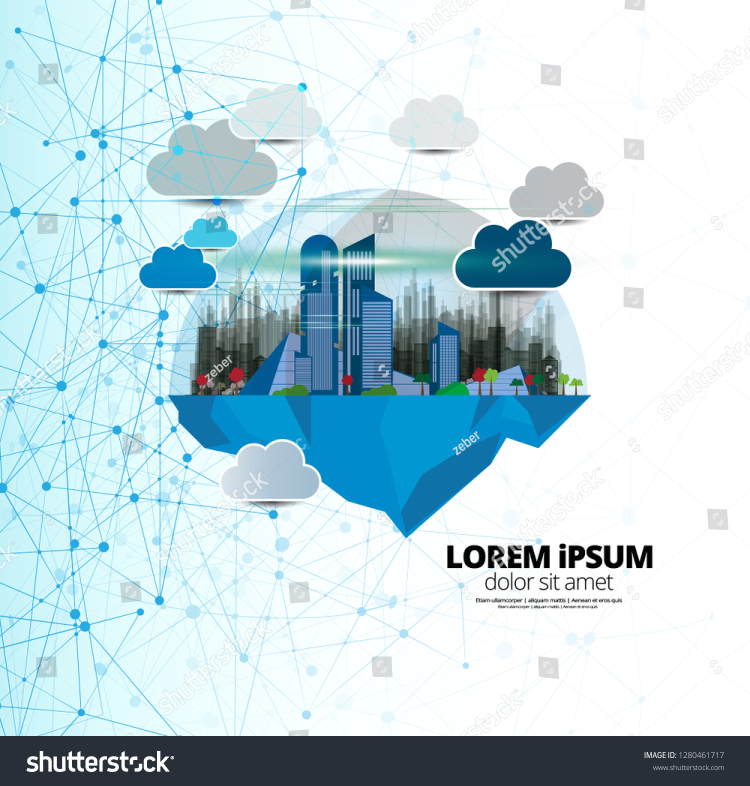 Futuristic City Vector Stock Vector (Royalty Free) 1280461717 ...