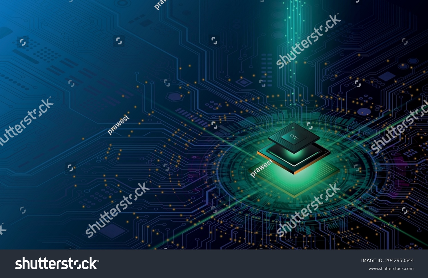 Futuristic Microchip Processor Lights On Blue Stock Vector (Royalty ... Futuristic Microchip Processor Lights On Blue Stock Vector (Royalty ...
