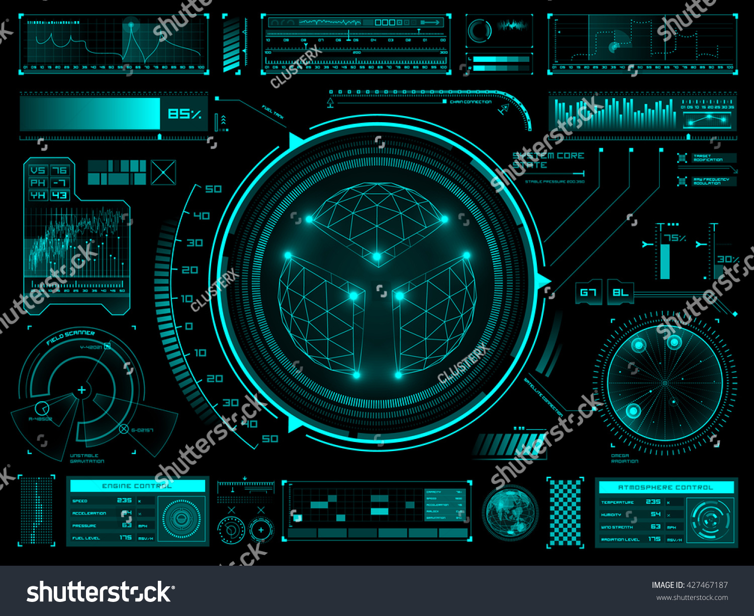 stock-vector-futuristic-user-interface-hud-tech-elements-for-game ...