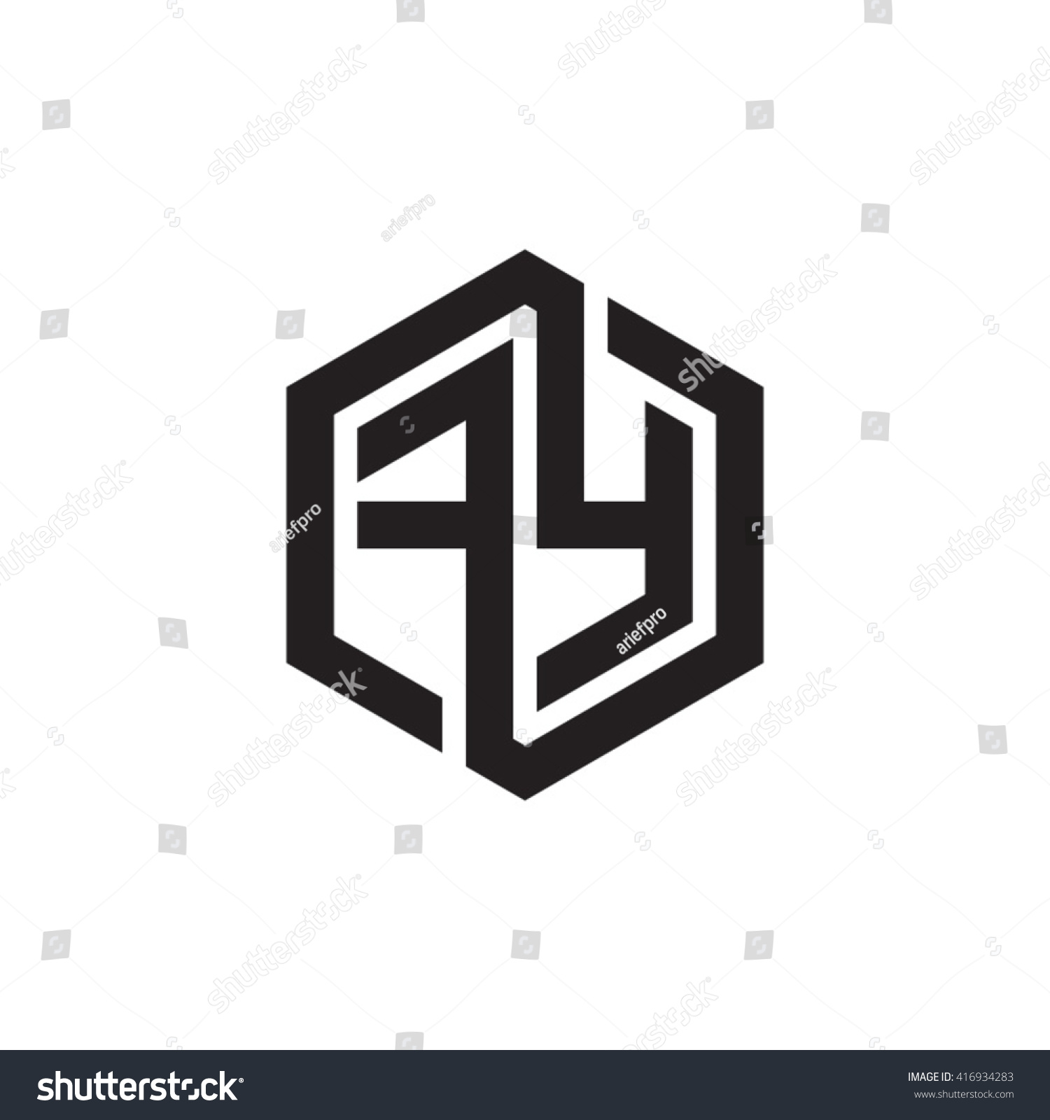 Fy Initial Letters Loop Linked Hexagon Stock Vector (Royalty Free ...