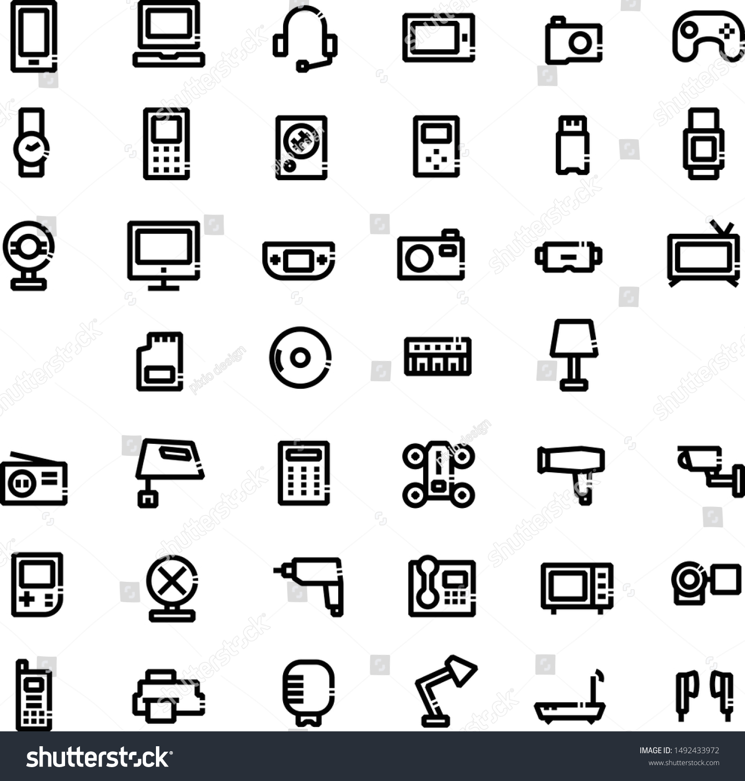 Gadget Outline Icon Set Vector Stock Vector (Royalty Free) 1492433972 ...