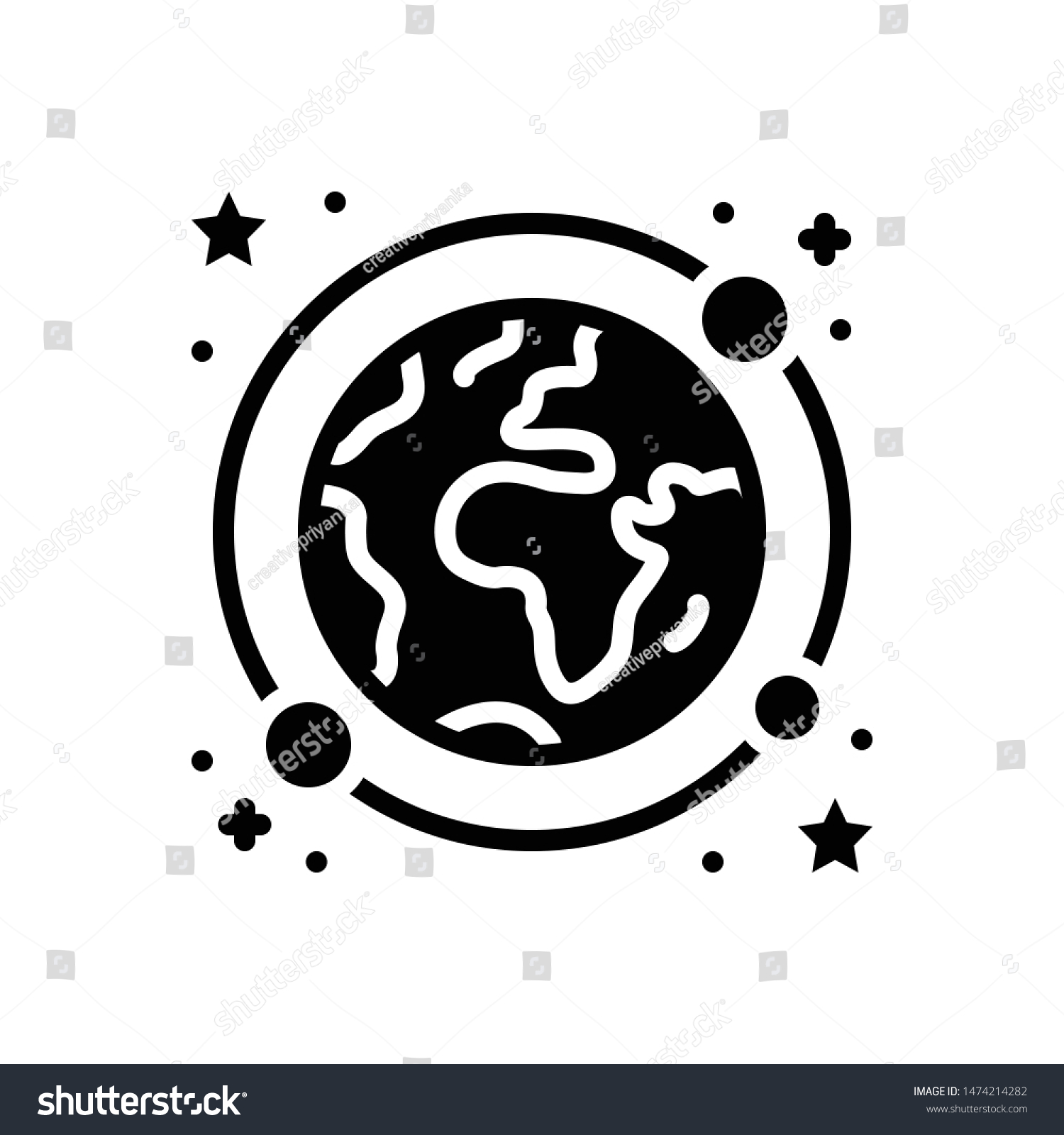Galaxy Solar System Vector Black Icon Stock Vector (Royalty Free ...