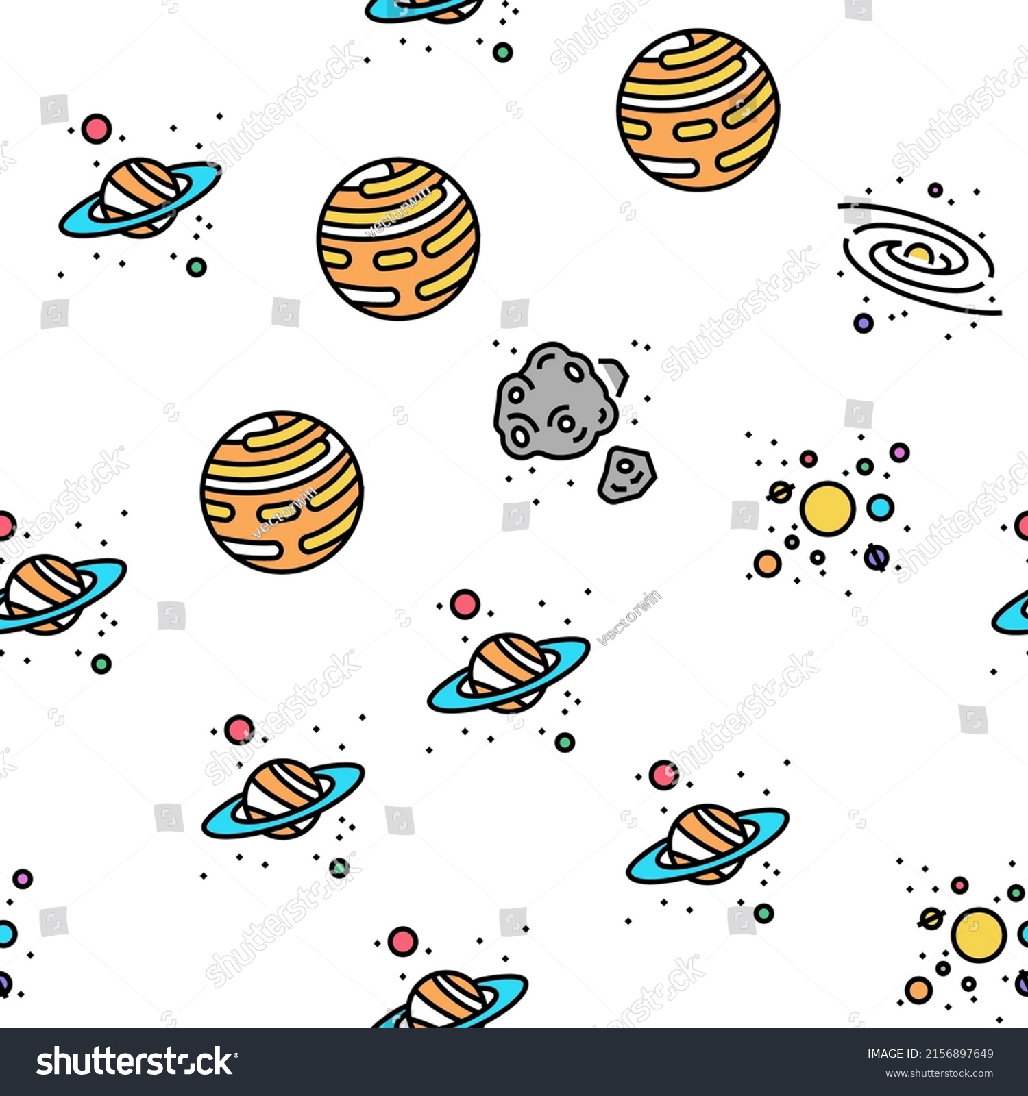 Galaxy System Space Collection Vector Seamless Stock Vector (Royalty ...