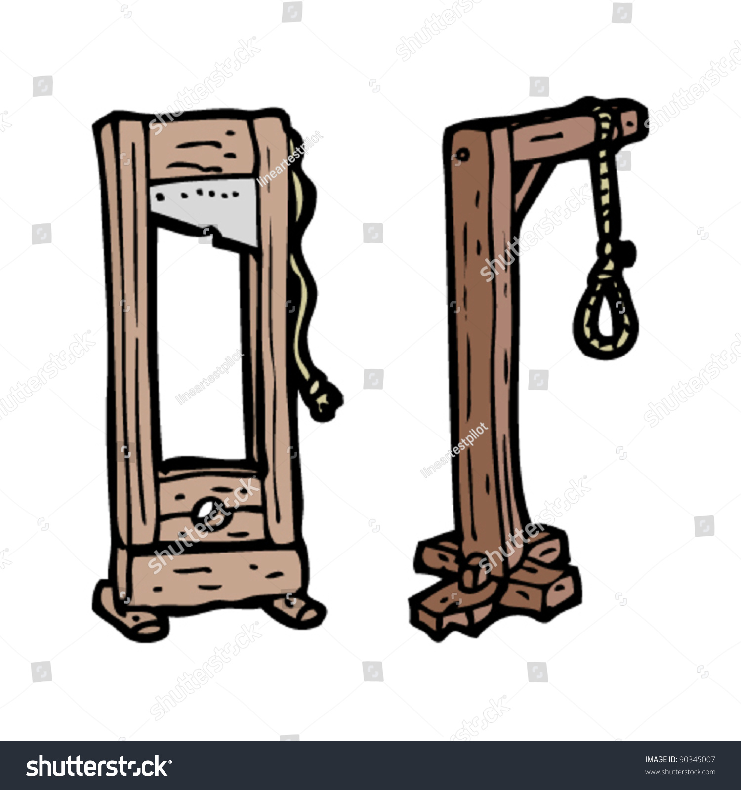 Gallows Cartoon Set Stock Vector (Royalty Free) 90345007