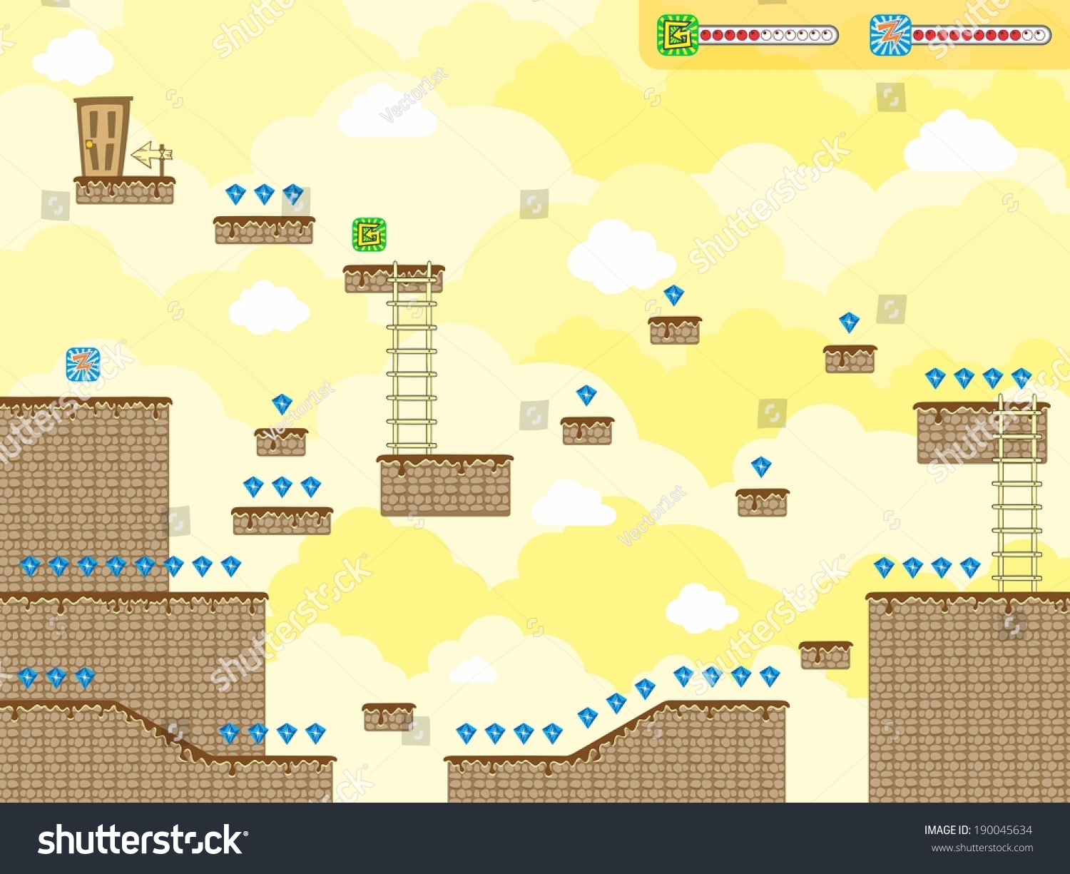 Game Assets Tile Platform Menu Template Stock Vector (Royalty Free ...