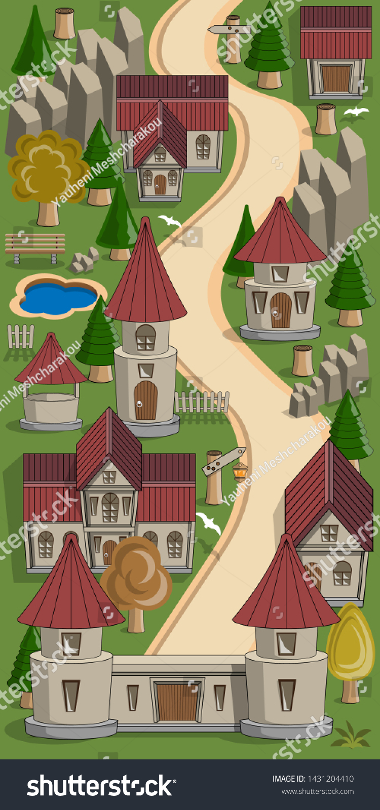 Game Background Medieval Theme Vector Illustration: vector de stock ...