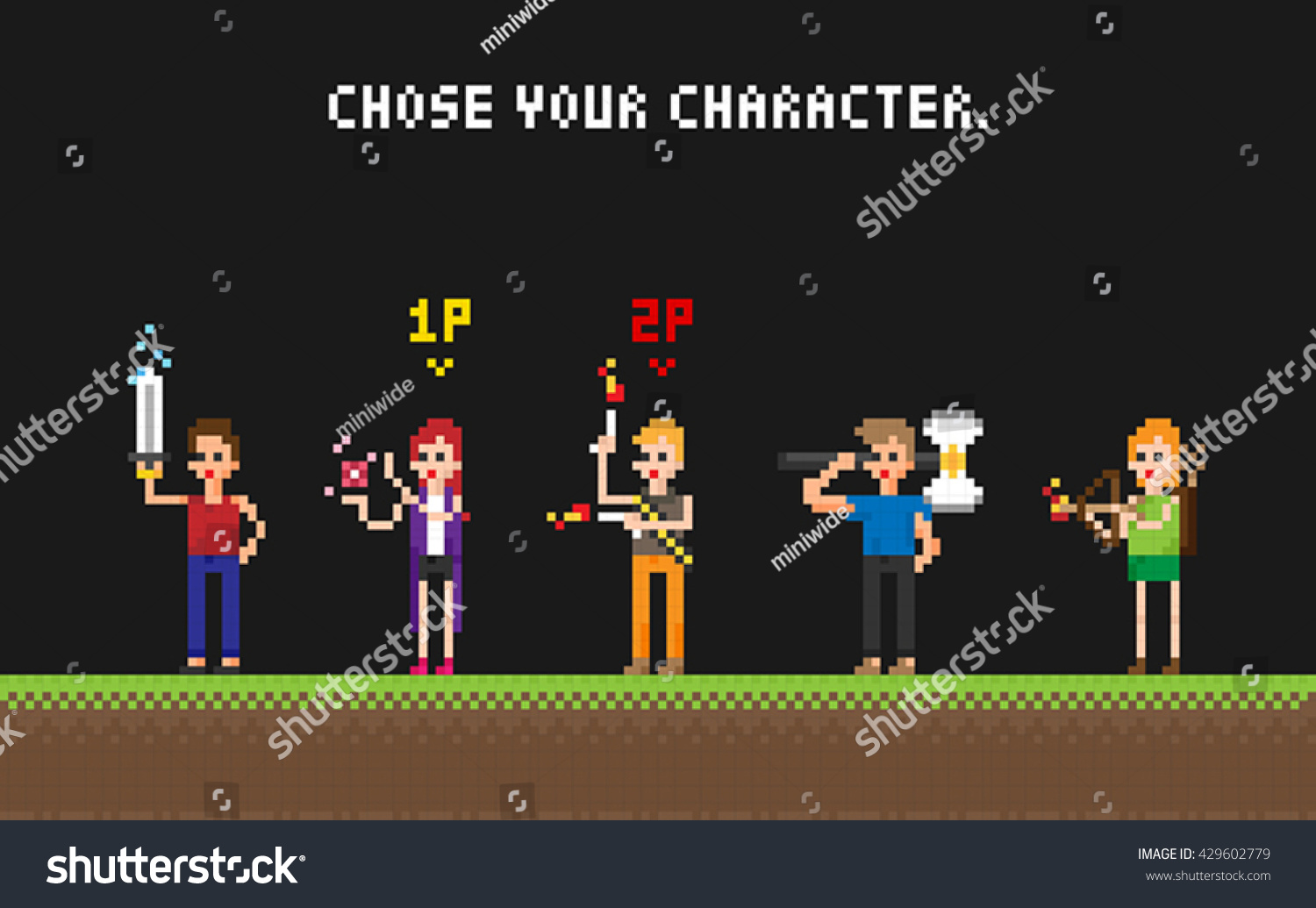 Game Character Pixel Art Vector Illustration: เวกเตอร์สต็อก (ปลอดค่า ...