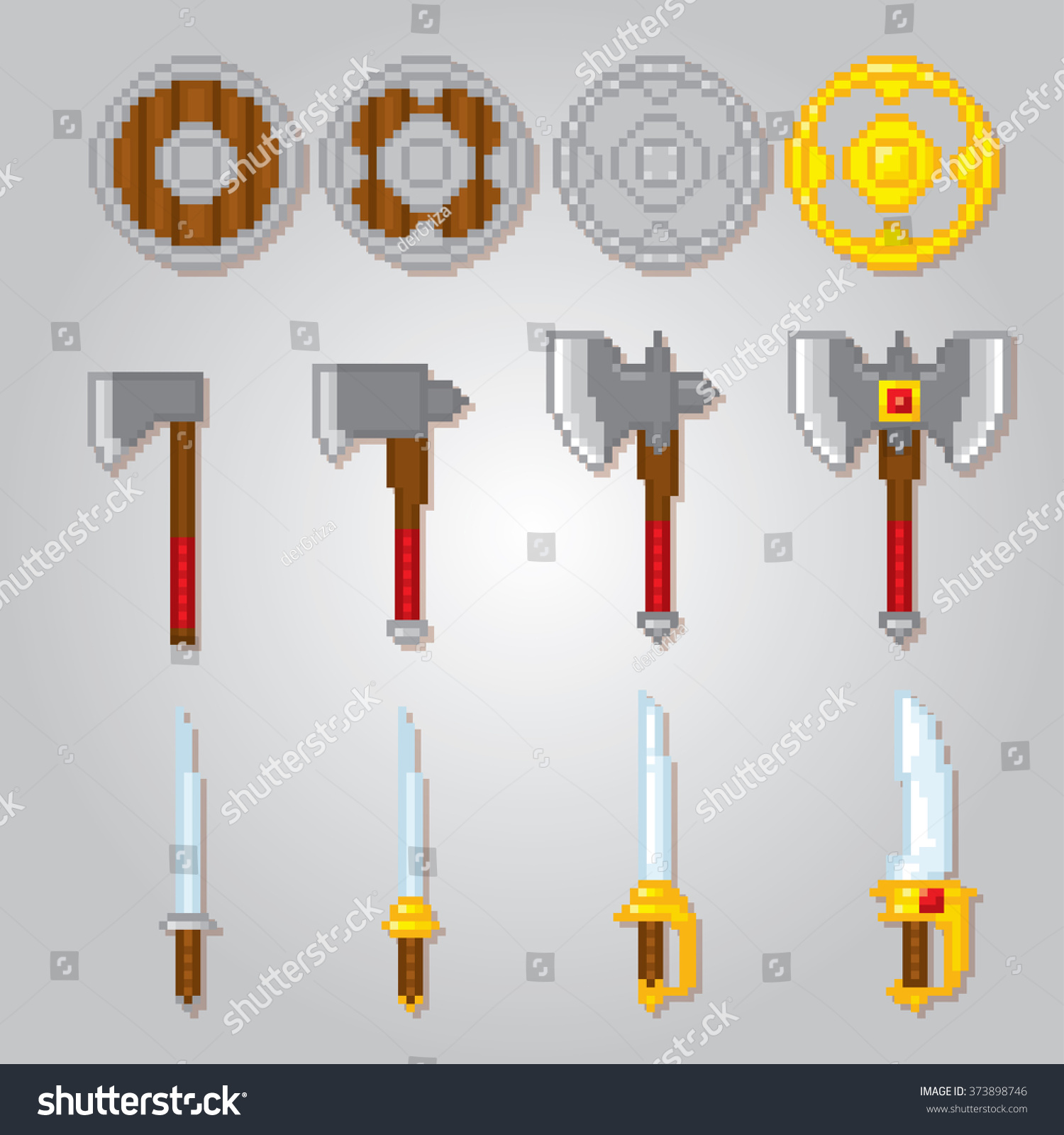 Game Elements Weapons Pixel Art Old: เวกเตอร์สต็อก (ปลอดค่าลิขสิทธิ์ ...