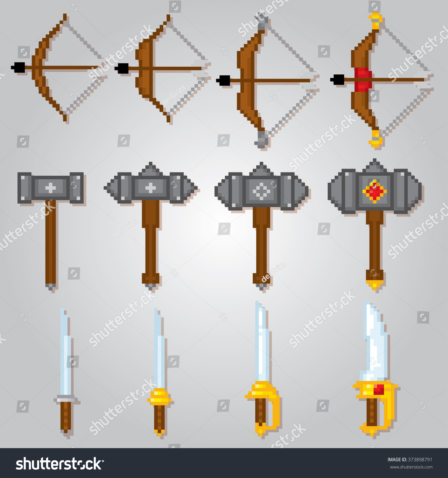 Game Elements Weapons Pixel Art Old: เวกเตอร์สต็อก (ปลอดค่าลิขสิทธิ์ ...