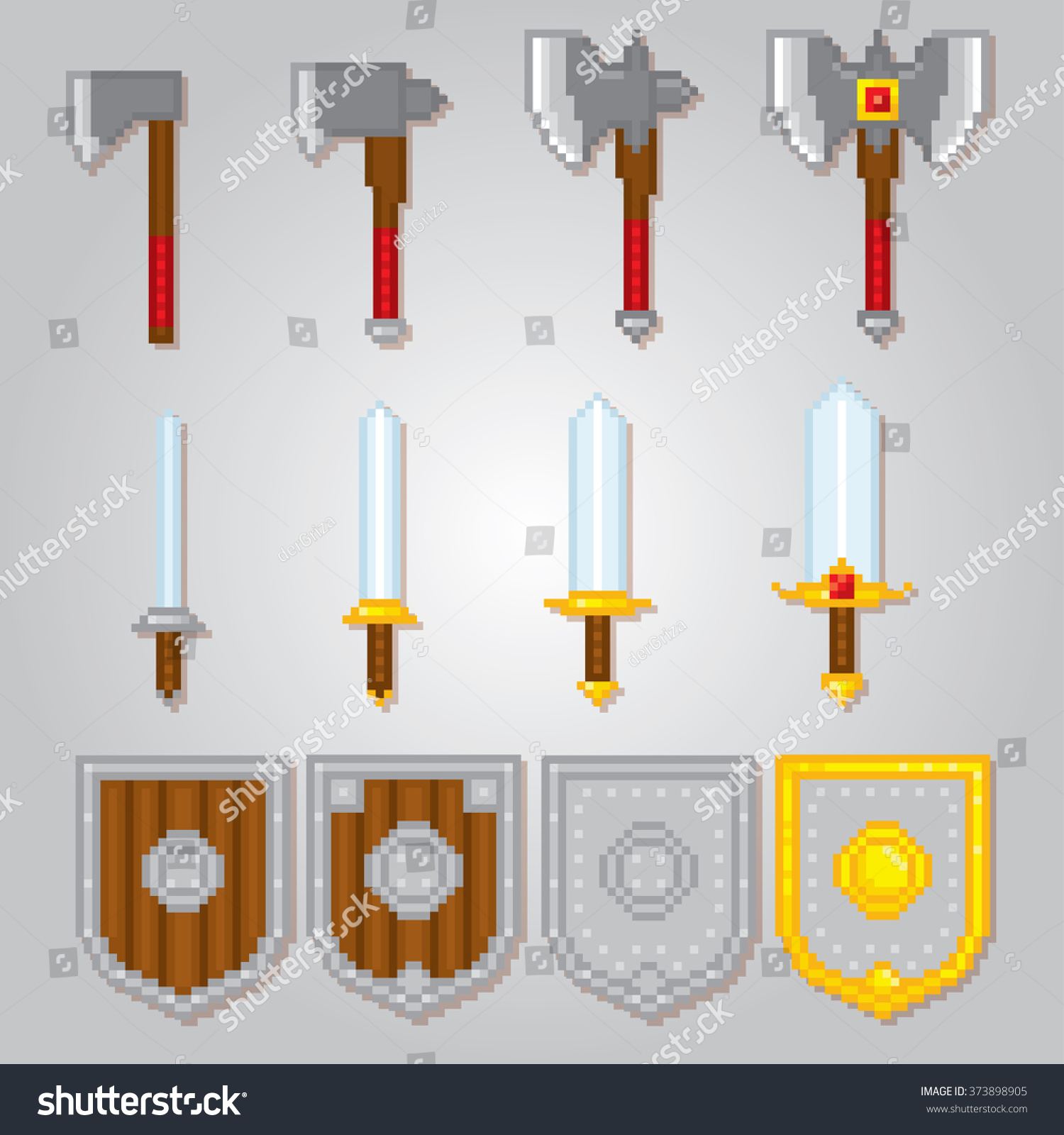 Game Elements Weapons Pixel Art Old Stock Vector (Royalty Free ...