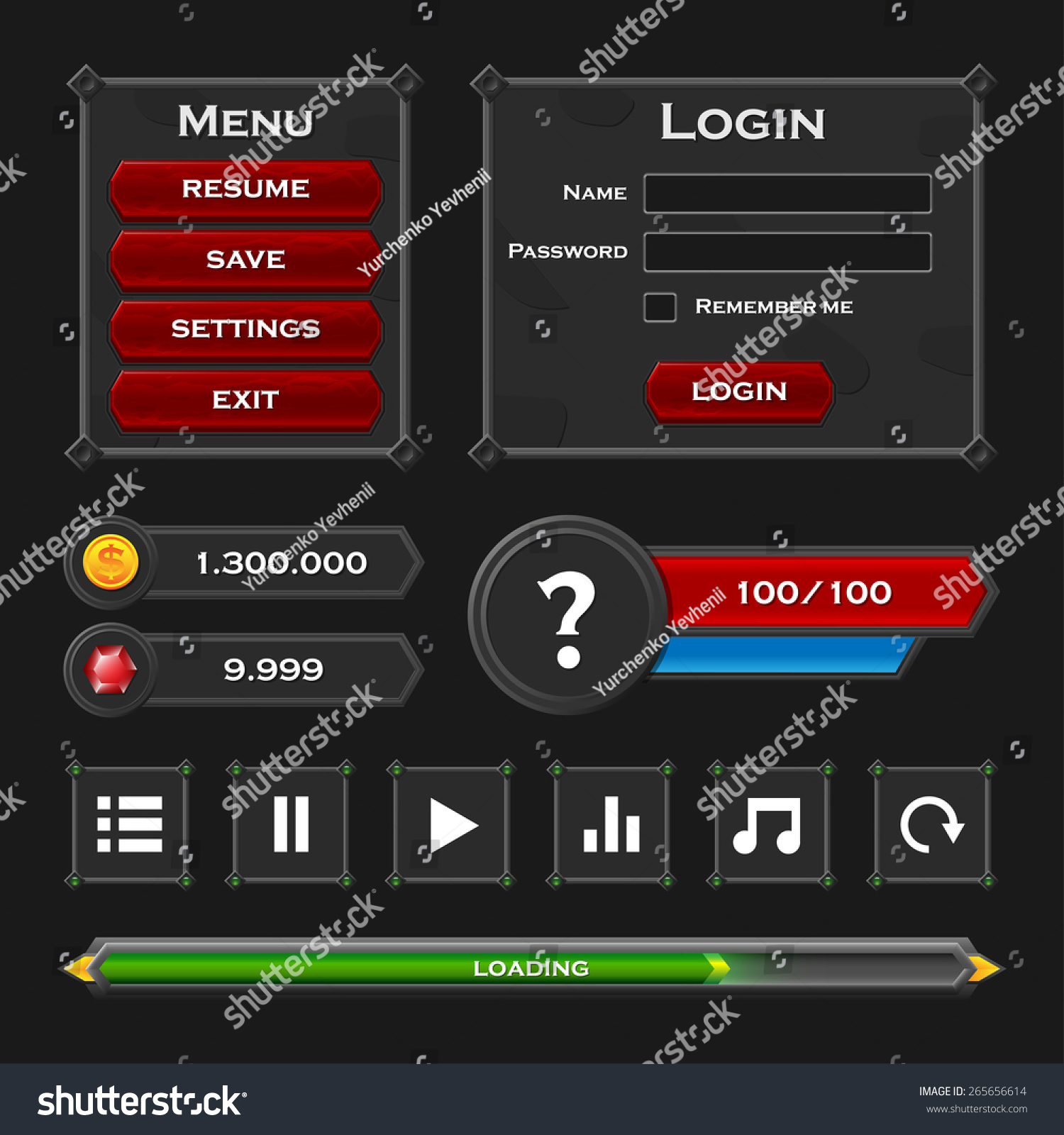 Game Interface Stock Vector (Royalty Free) 265656614 | Shutterstock