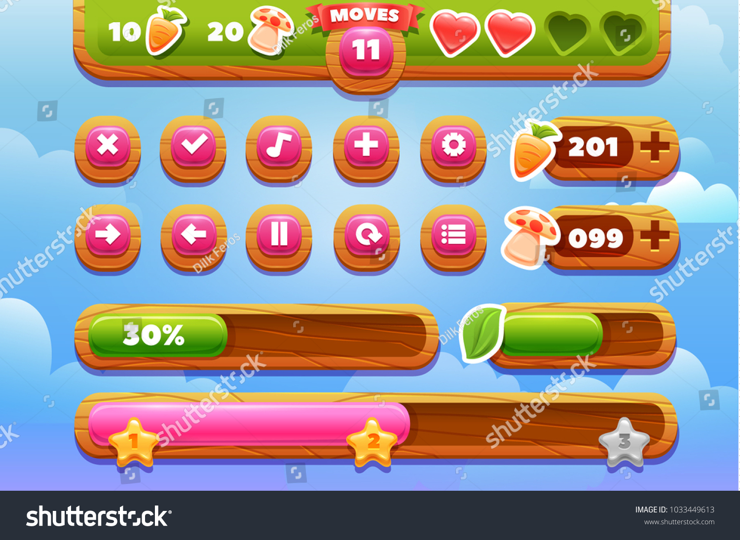 Game Interface Buttons Progress Bar Resource Stock Vector (Royalty Free ...