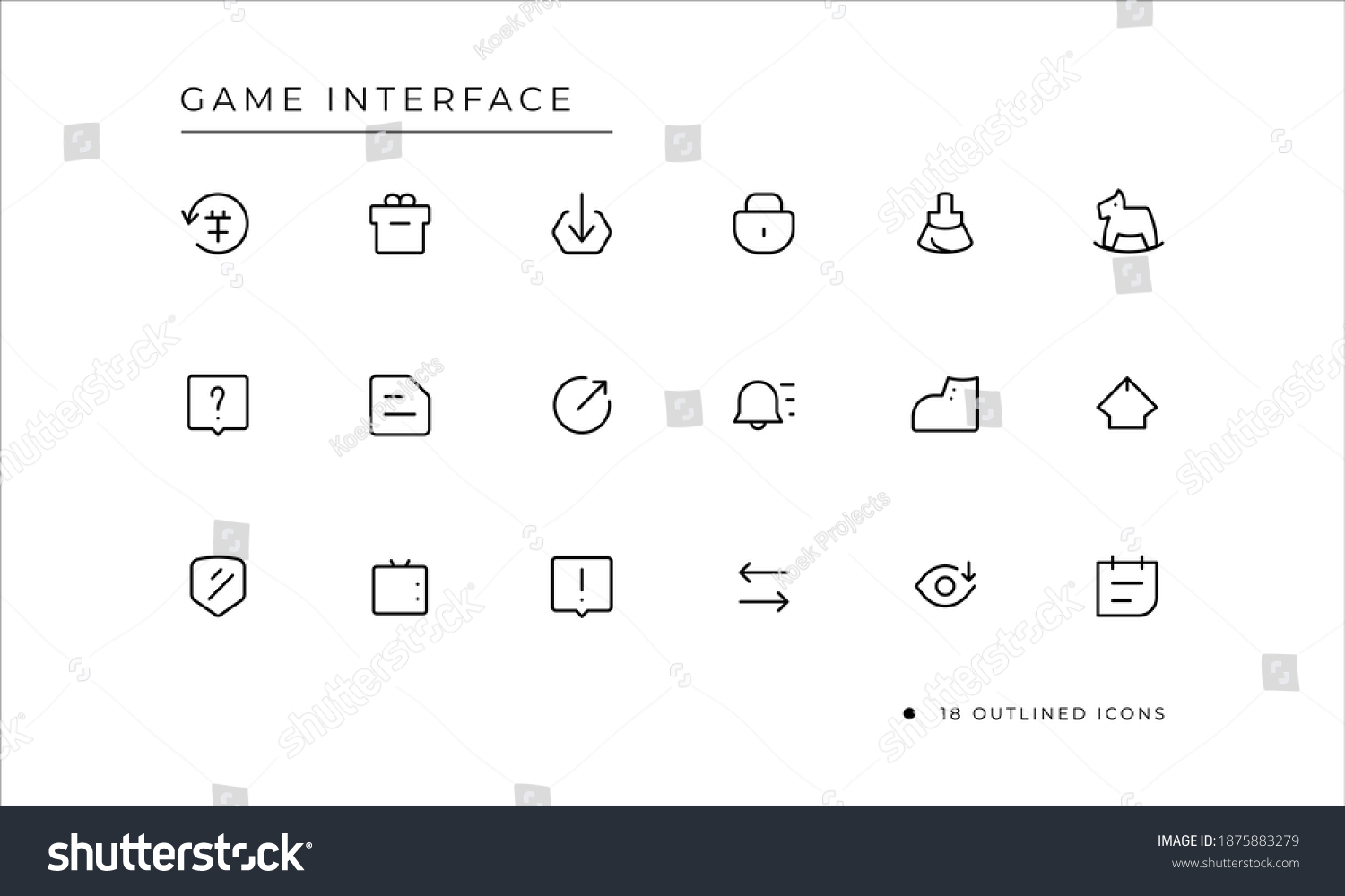 Game Interface Icon Outlined Style Stock Vector (Royalty Free) 1875883279