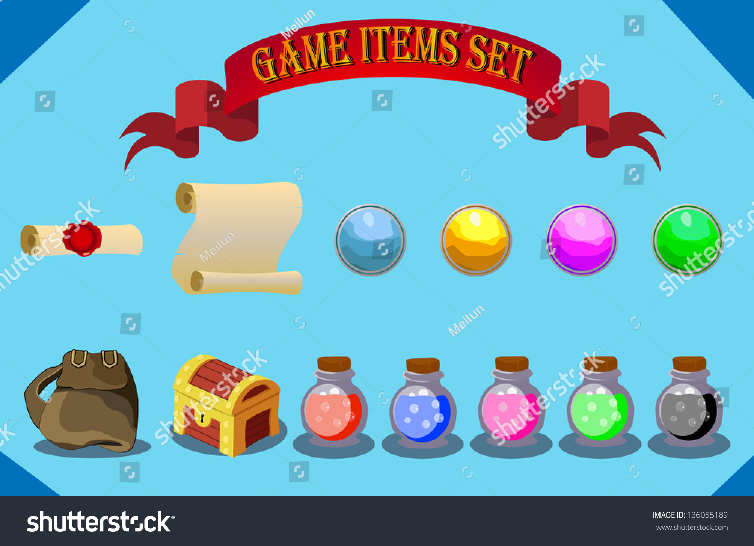 Game Items Set Stock Vector (Royalty Free) 136055189
