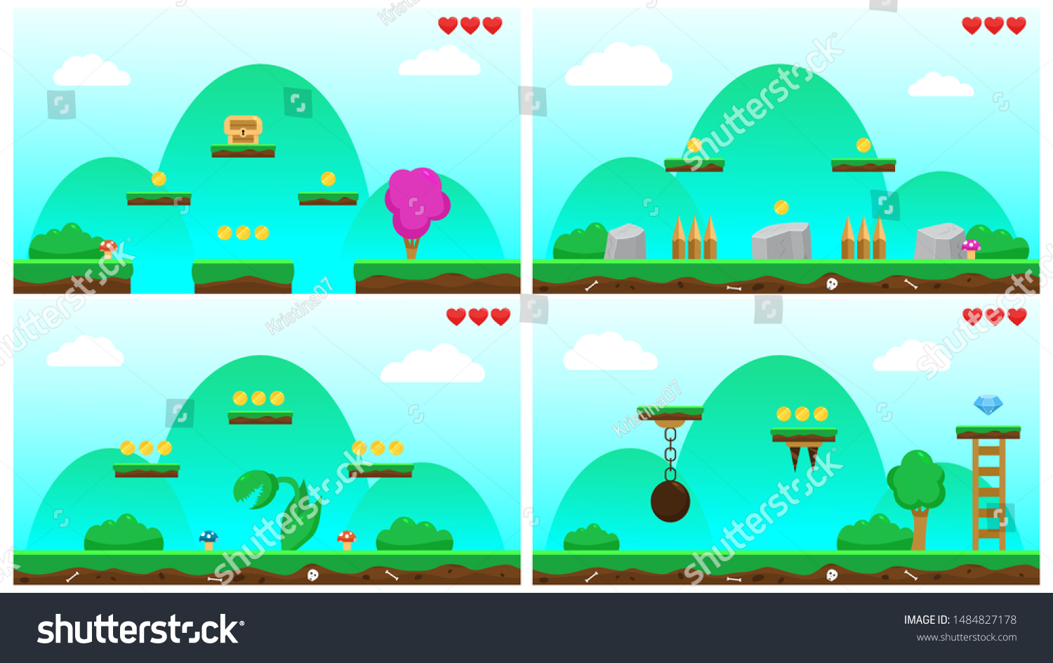 Game Level Background Set Vector Cartoon Stock Vector (Royalty Free ...