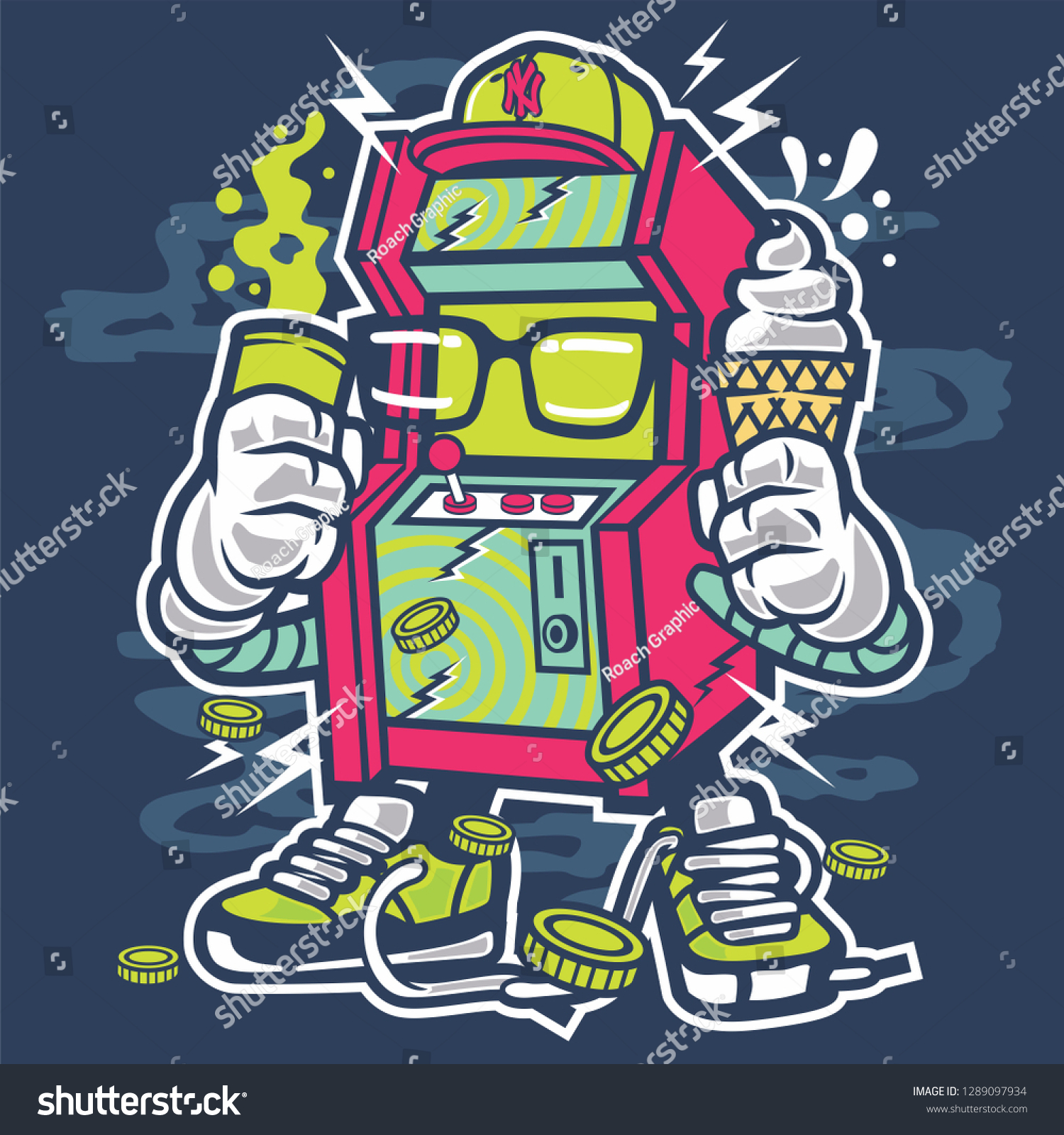Game Machine Cartoon Character: vector de stock (libre de regalías ...