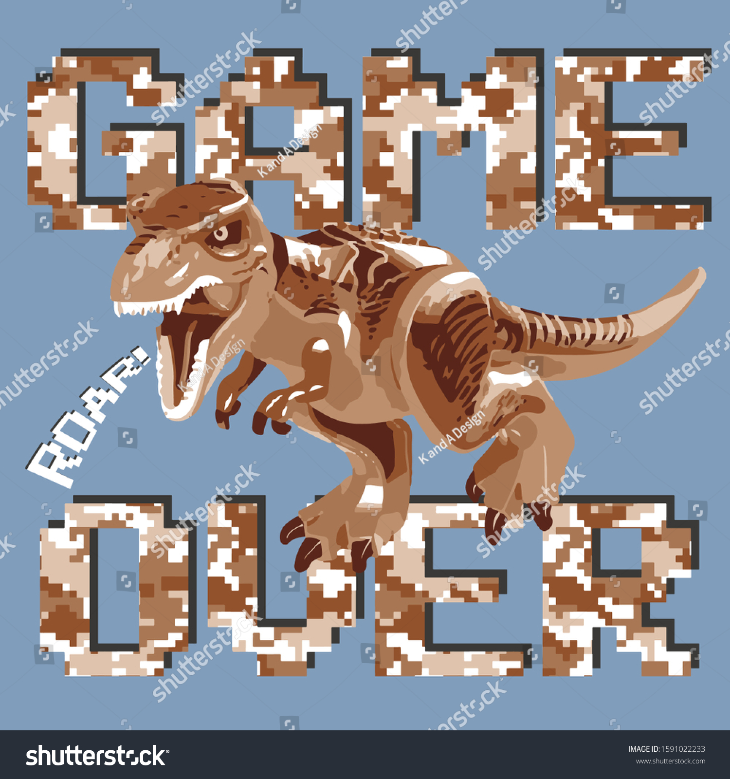 Game Over Dinosaur Camo Roar Vector Stock Vector (Royalty Free) 1591022233