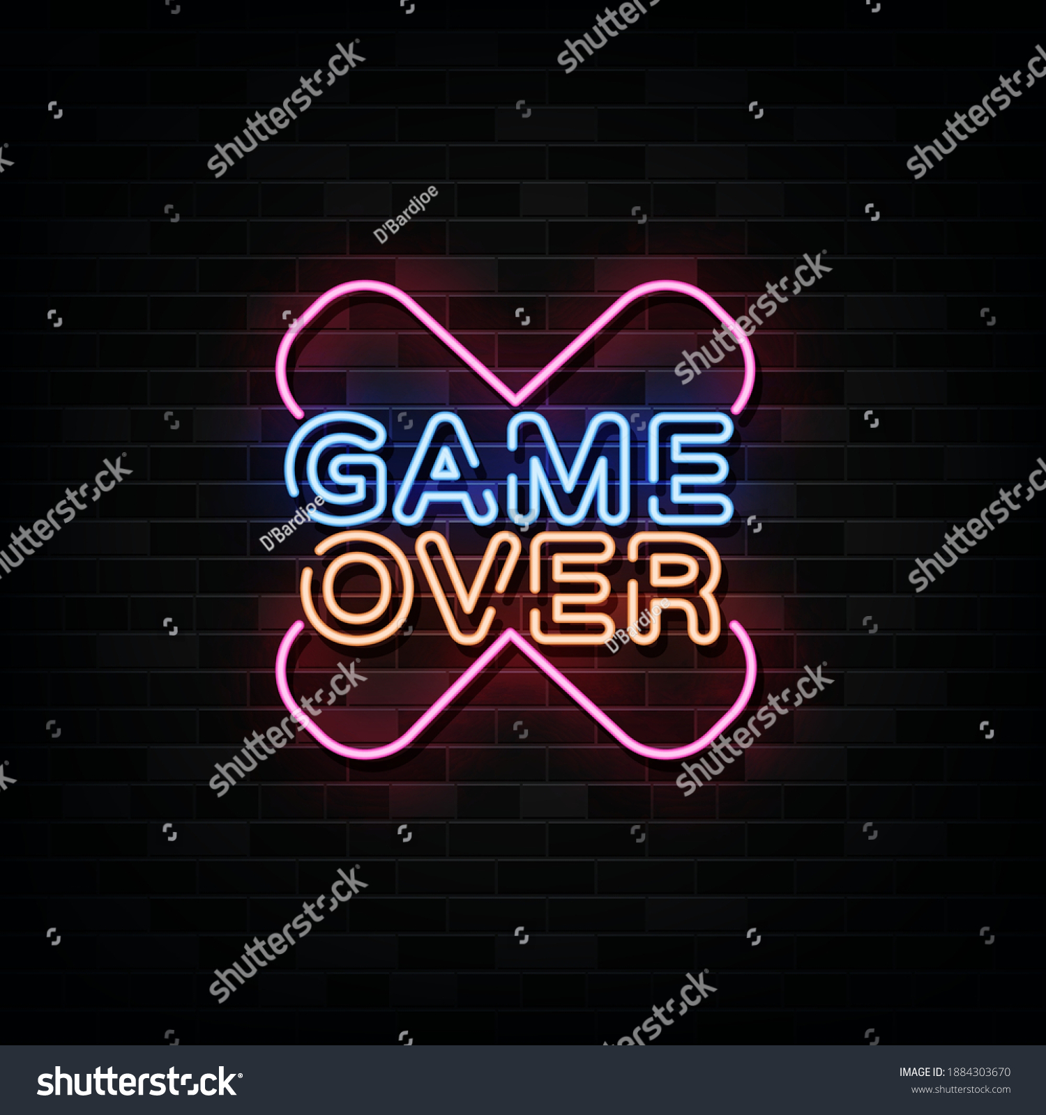 Game Over Neon Signs Vector Stock Vector (Royalty Free) 1884303670 ...