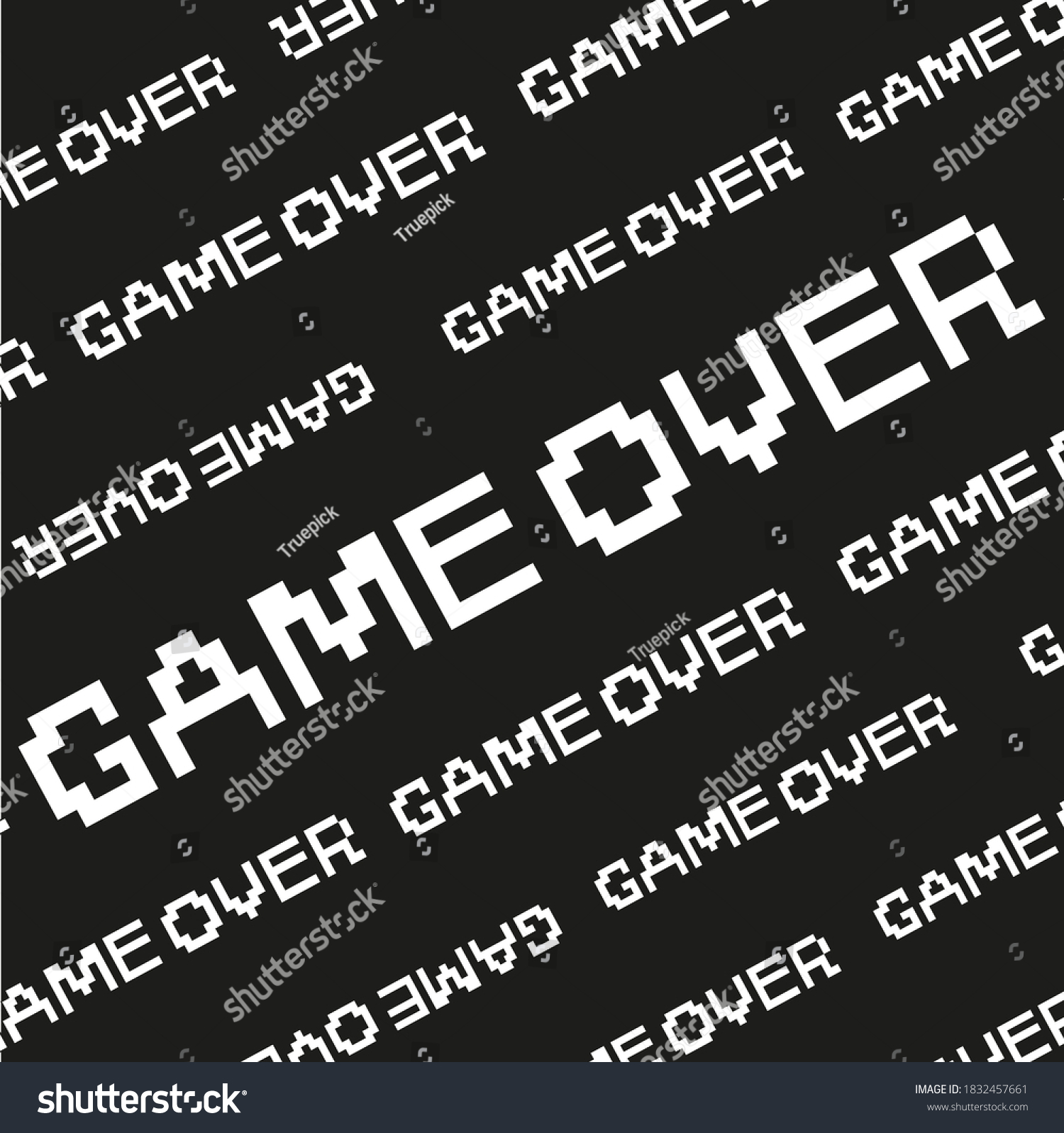 Game Over Pixel 8bit Pattern Diagonal Stock Vector (Royalty Free ...