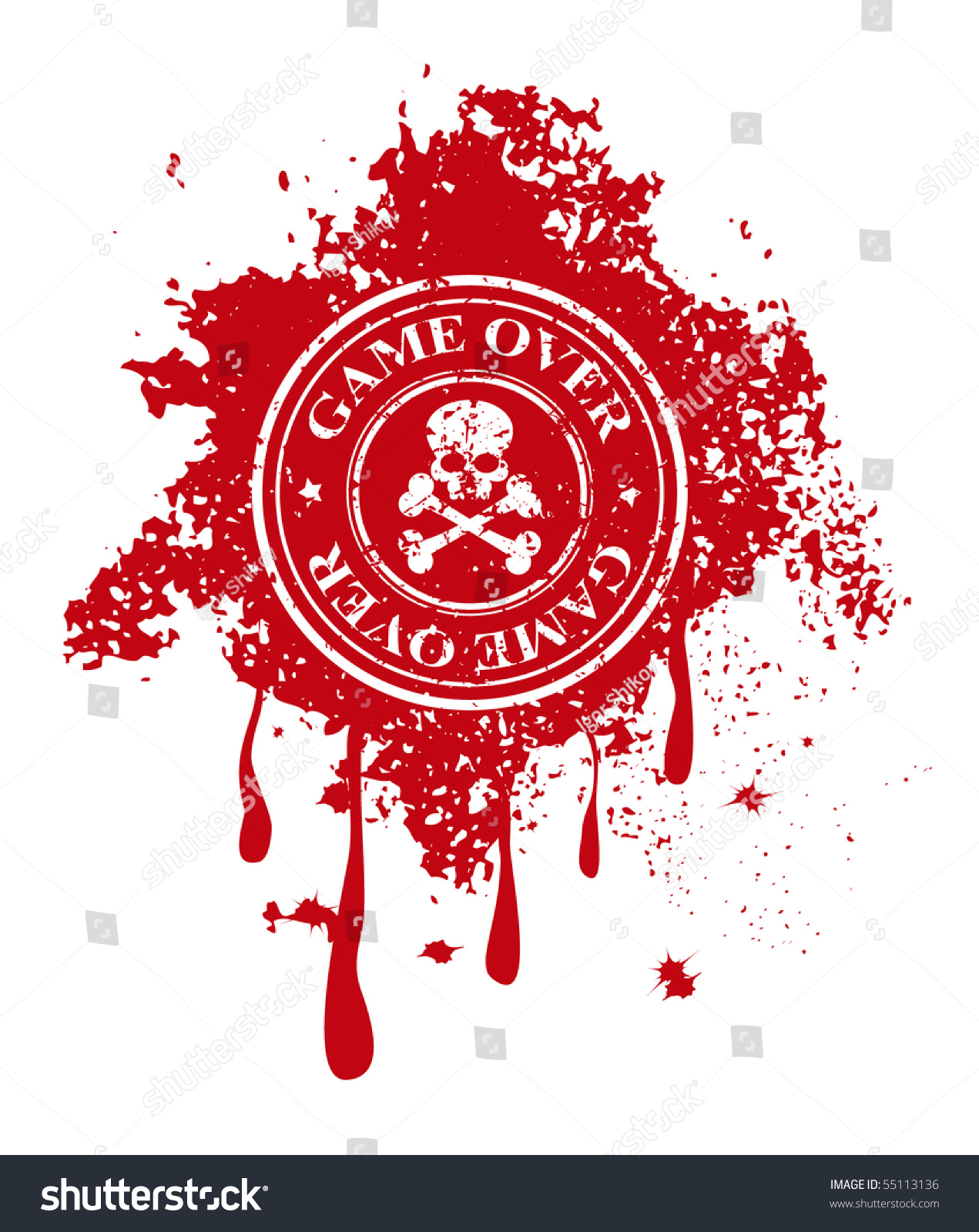 Game Over Stamp On Blood Background Stock Vector (Royalty Free) 55113136