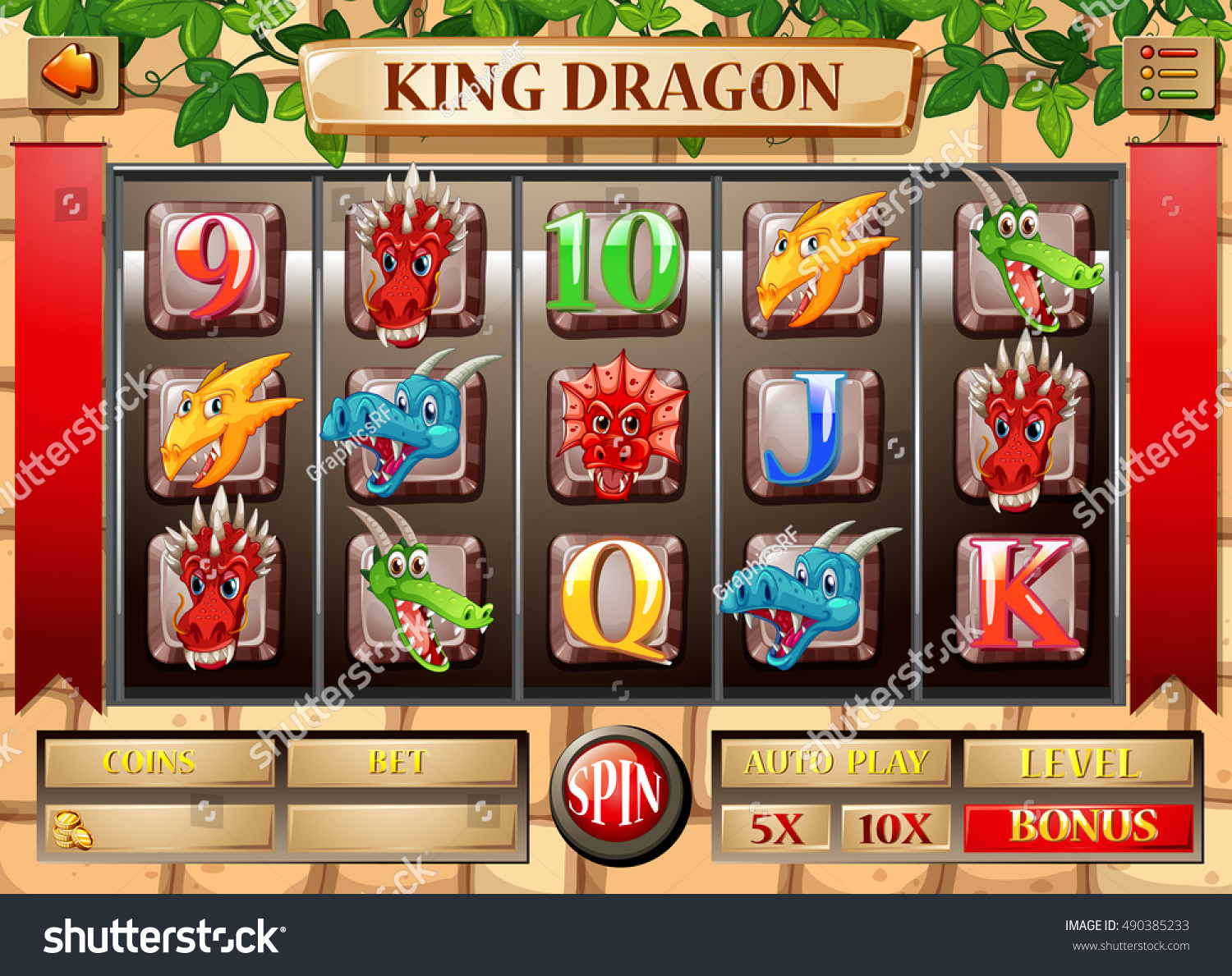 Game Template Dragon Theme Illustration Stock Vector (Royalty Free ...