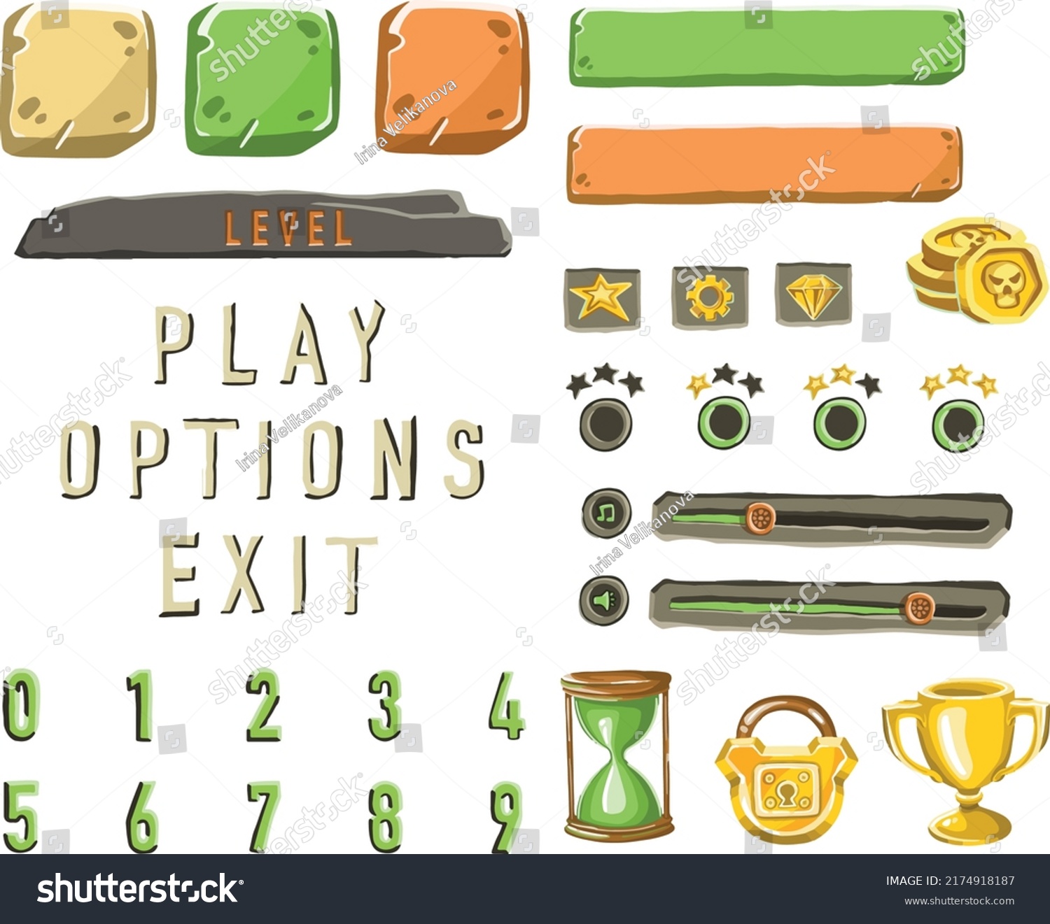 Game Template Elements Game Objects Set Stock Vector (Royalty Free ...