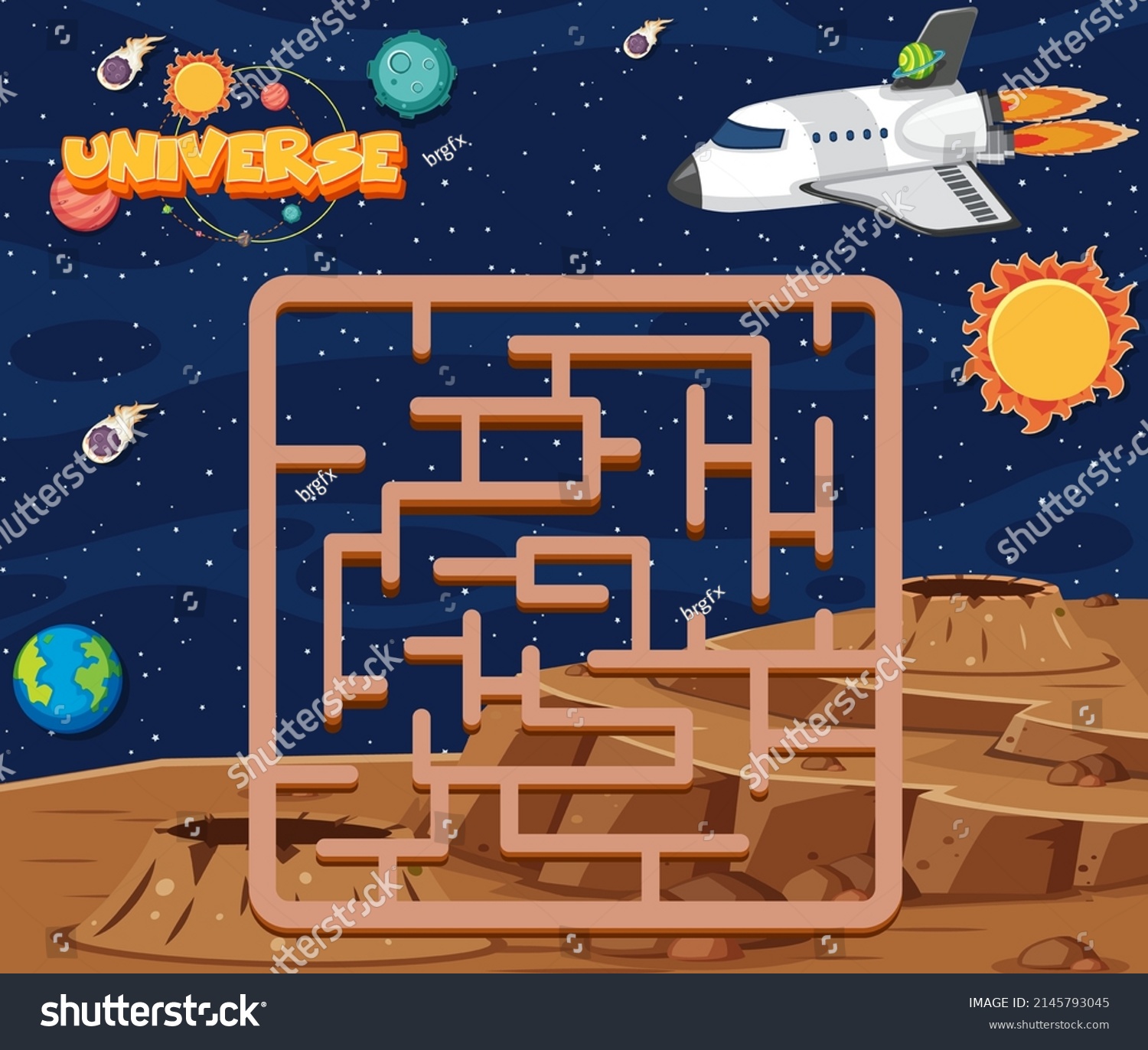 Game Template Space Theme Background Illustration Stock Vector (Royalty ...
