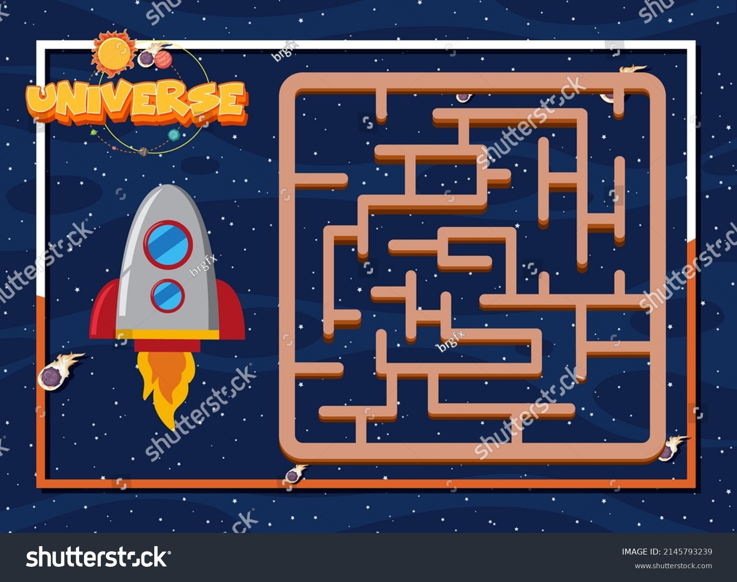 Game Template Space Theme Background Illustration Stock Vector (Royalty ...