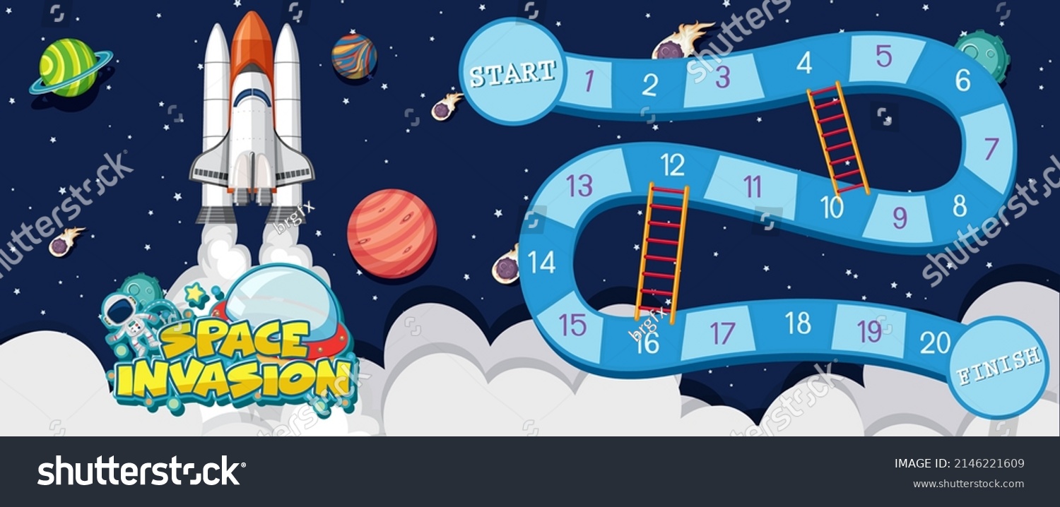 Game Template Space Theme Background Illustration Stock Vector (Royalty ...