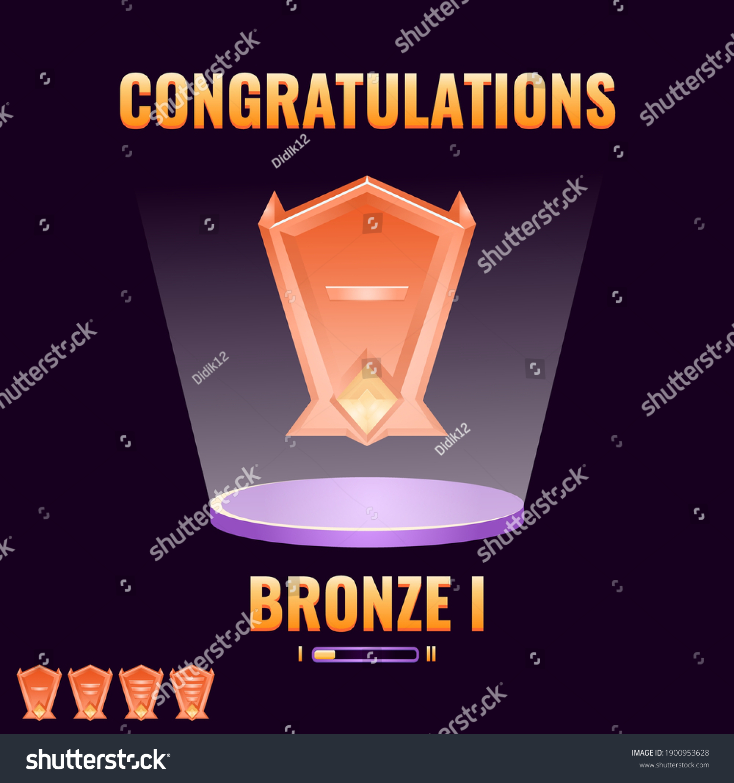 Vektor Stok Game Ui Bronze Ranked Level Interface (Tanpa Royalti ...