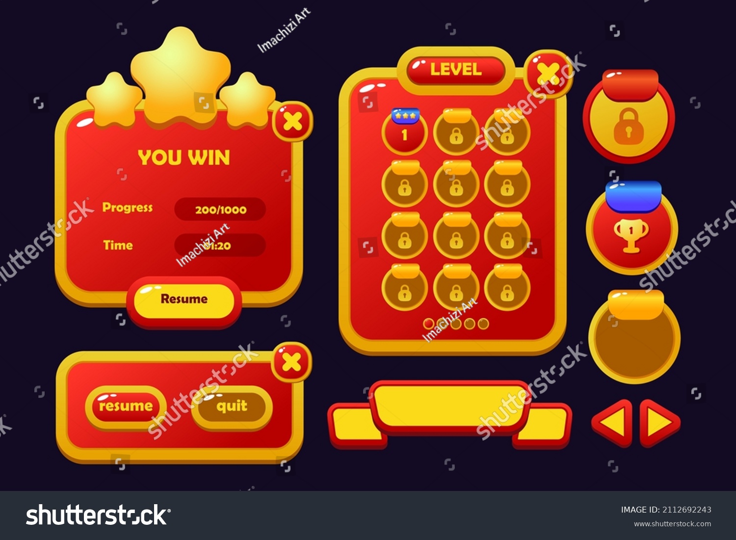 Game Ui Buttons Cartoon Menu Interface Stock Vector (Royalty Free) 2112692243 | Shutterstock