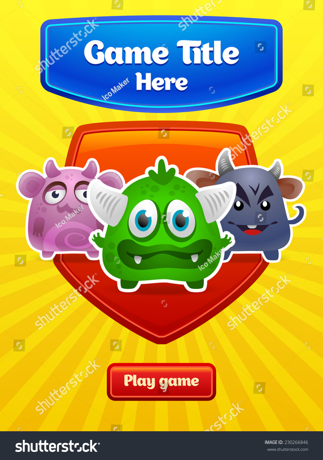 Game Ui Main Menu Screen Vector: vector de stock (libre de regalías ...